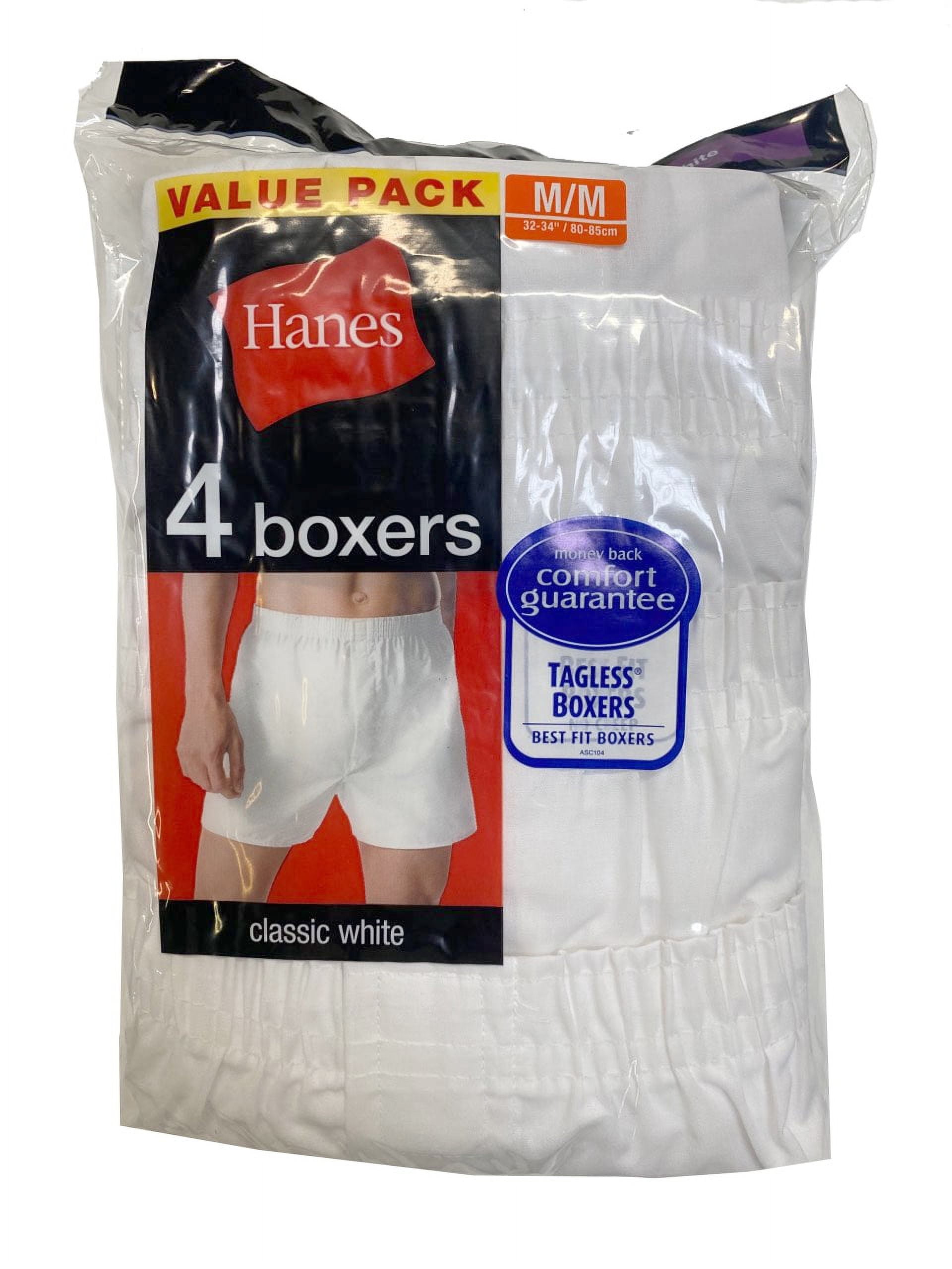 Hanes Men's Tagless Woven Boxers - 4 Pack - White - Walmart.com