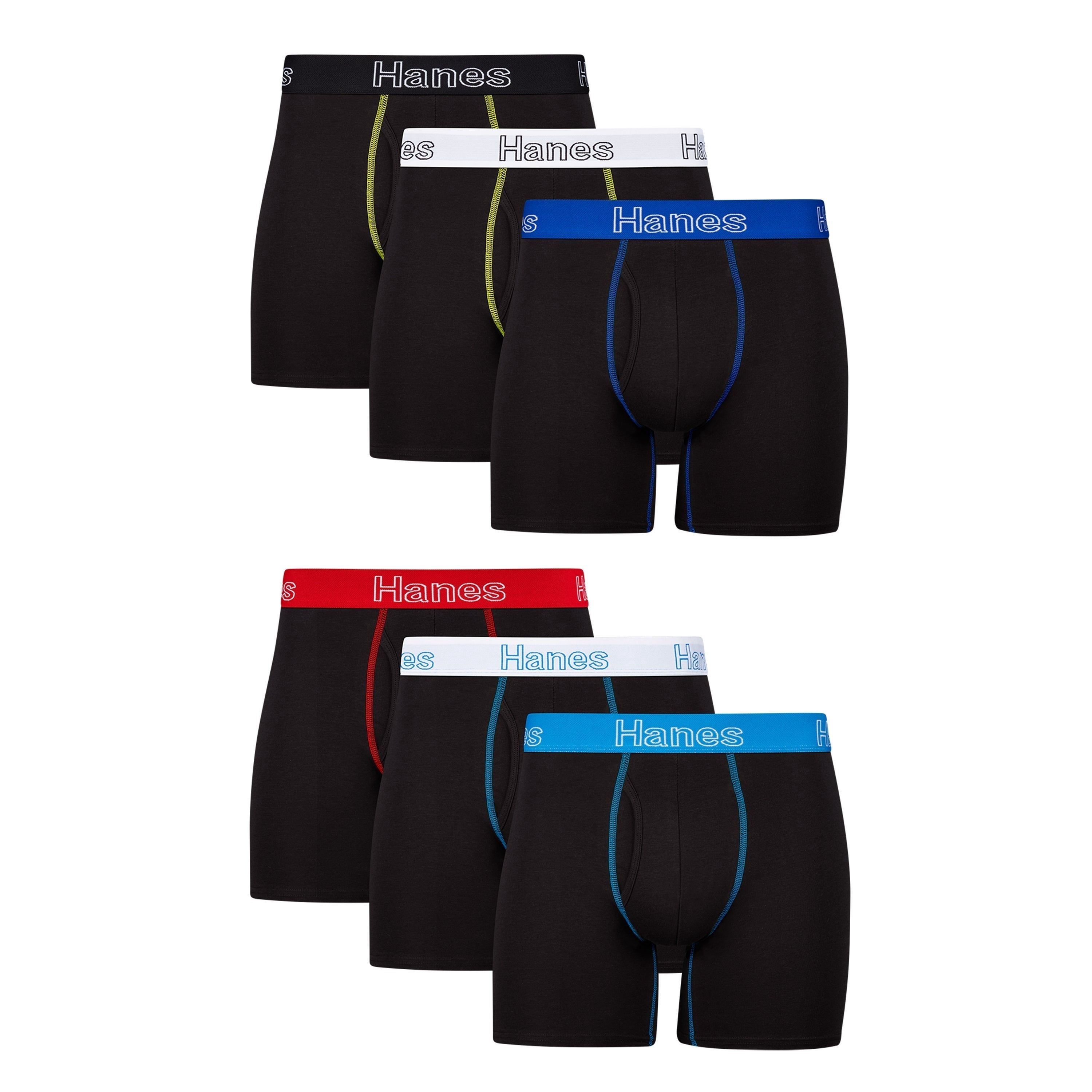 Hanes Men's Cotton Stretch Boxer Briefs 6 Pack Moisture-Wicking ...