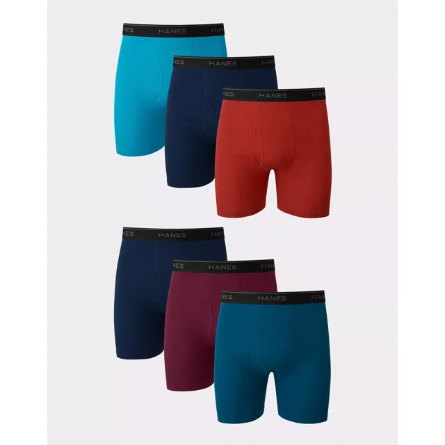 Hanes Men's Value Pack Covered Waistband Boxer Briefs, 6 Pack - Walmart.com
