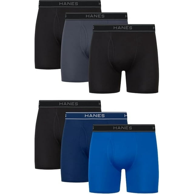 Hanes Men's Value Performance Stretch Boxer Brief Underwear, Moisture-Wicking, 6-Pack - Walmart.com