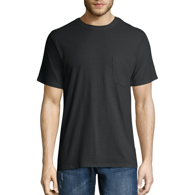 Hanes Men's Comfort Soft Workwear T-Shirt, Short Sleeve with Pocket, 2 ...