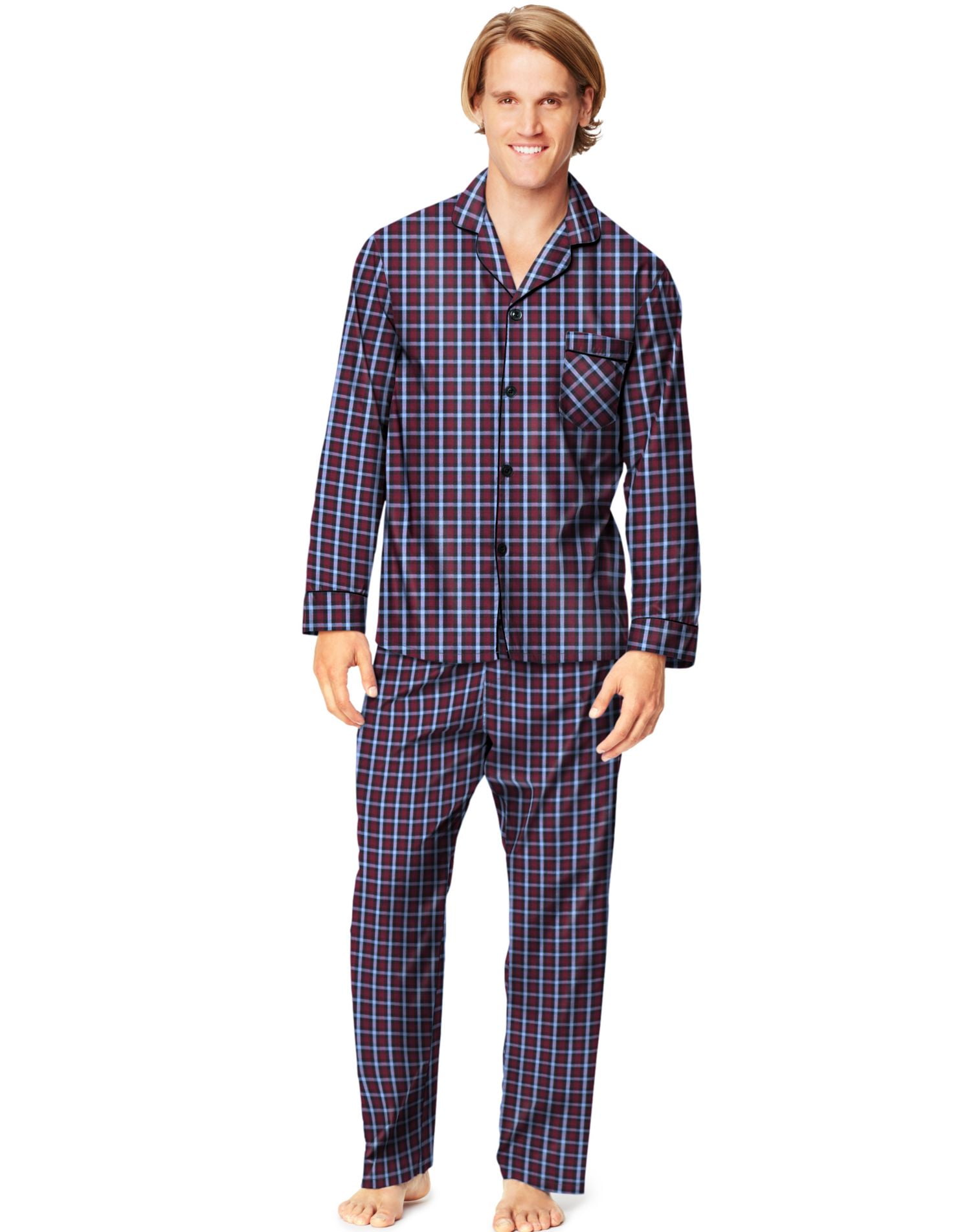 Hanes Men's Woven Pajamas LSLLBCWM/LSLLBCWMB - Walmart.com