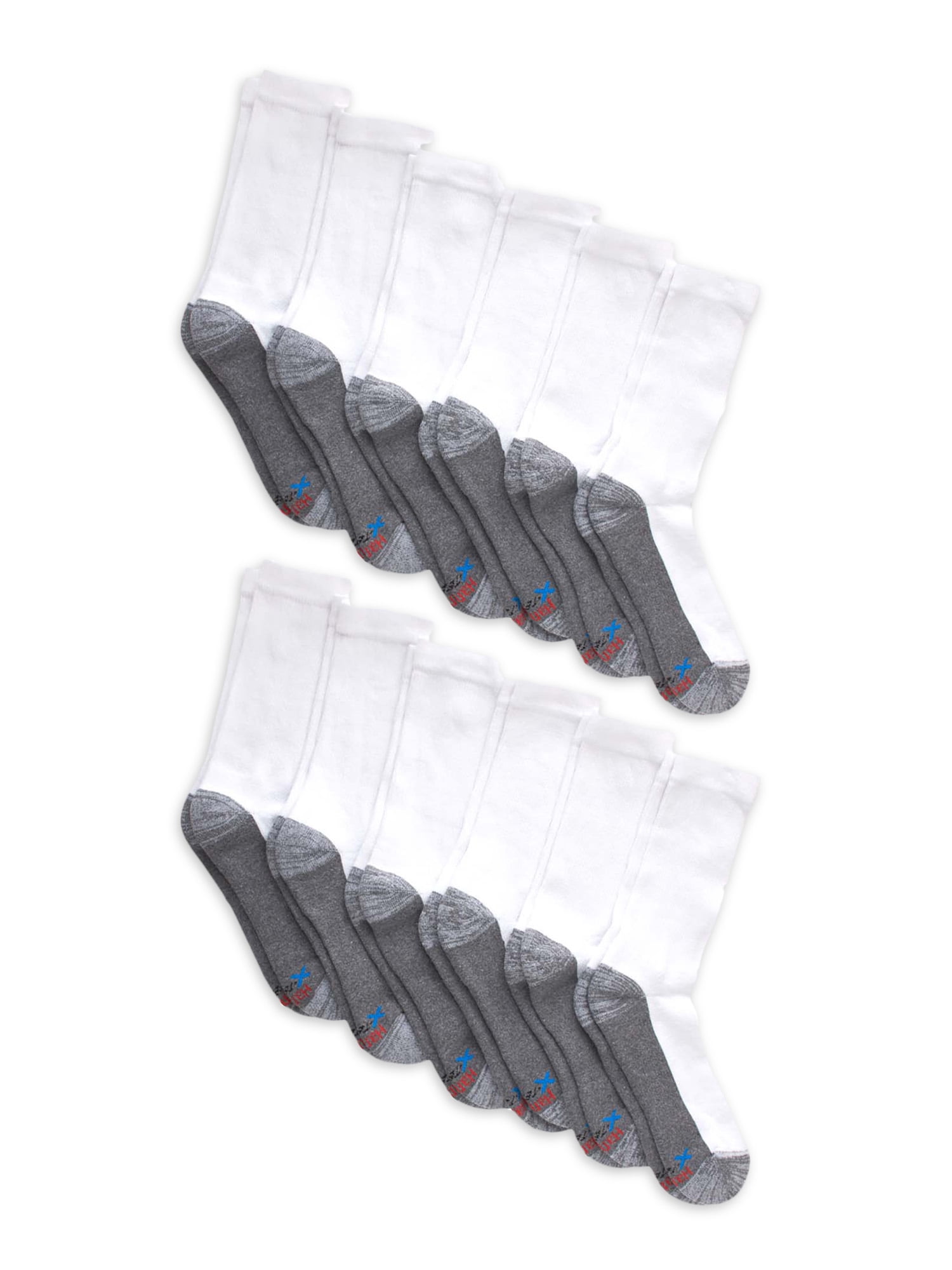 Hanes Men's X-Temp Cushioned Crew Socks 12 Pack with Arch Support and ...