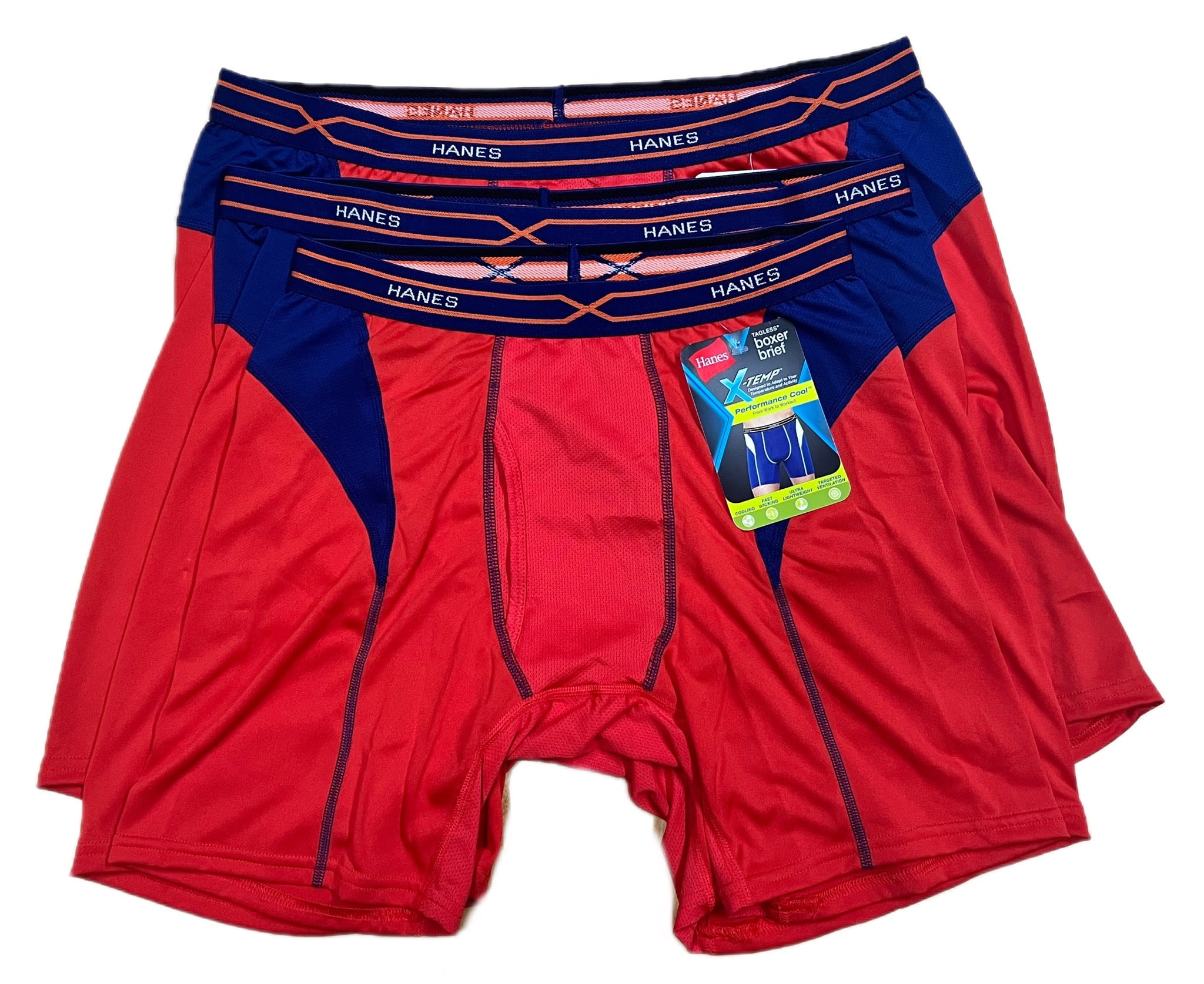Hanes Men's Lightweight Polyester Boxer Brief, Red (3 Pack) - Walmart.com