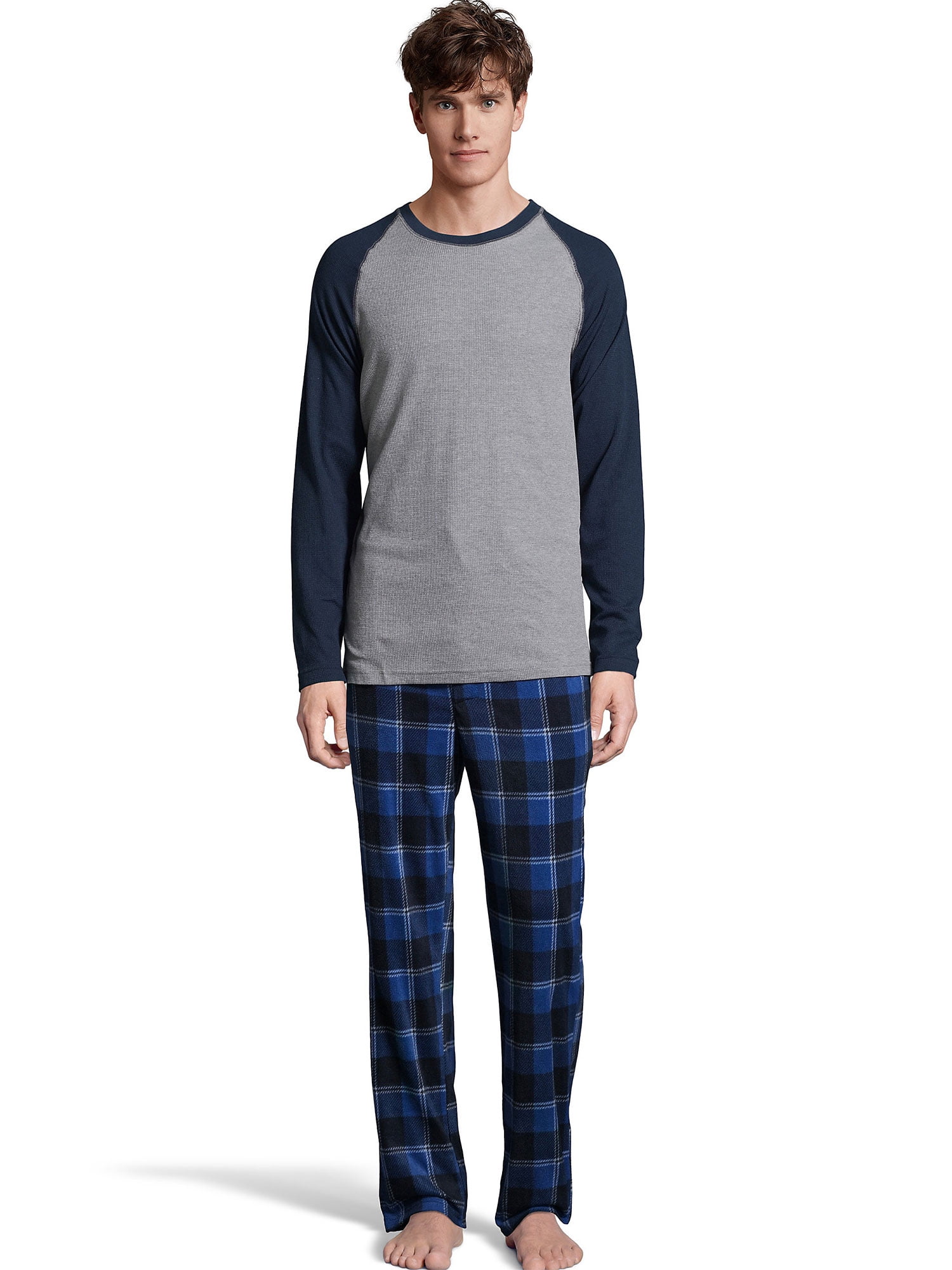 Hanes Men’s X-Temp Sleep Set, Waffle Knit/Microfleece Active Grey ...