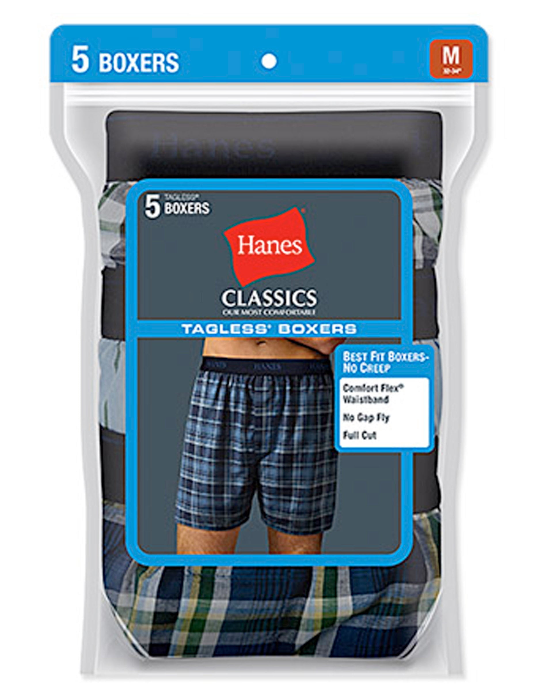 Hanes Men's Boxers 5-Pack Underwear Tagless Comfort Waist Classic ...