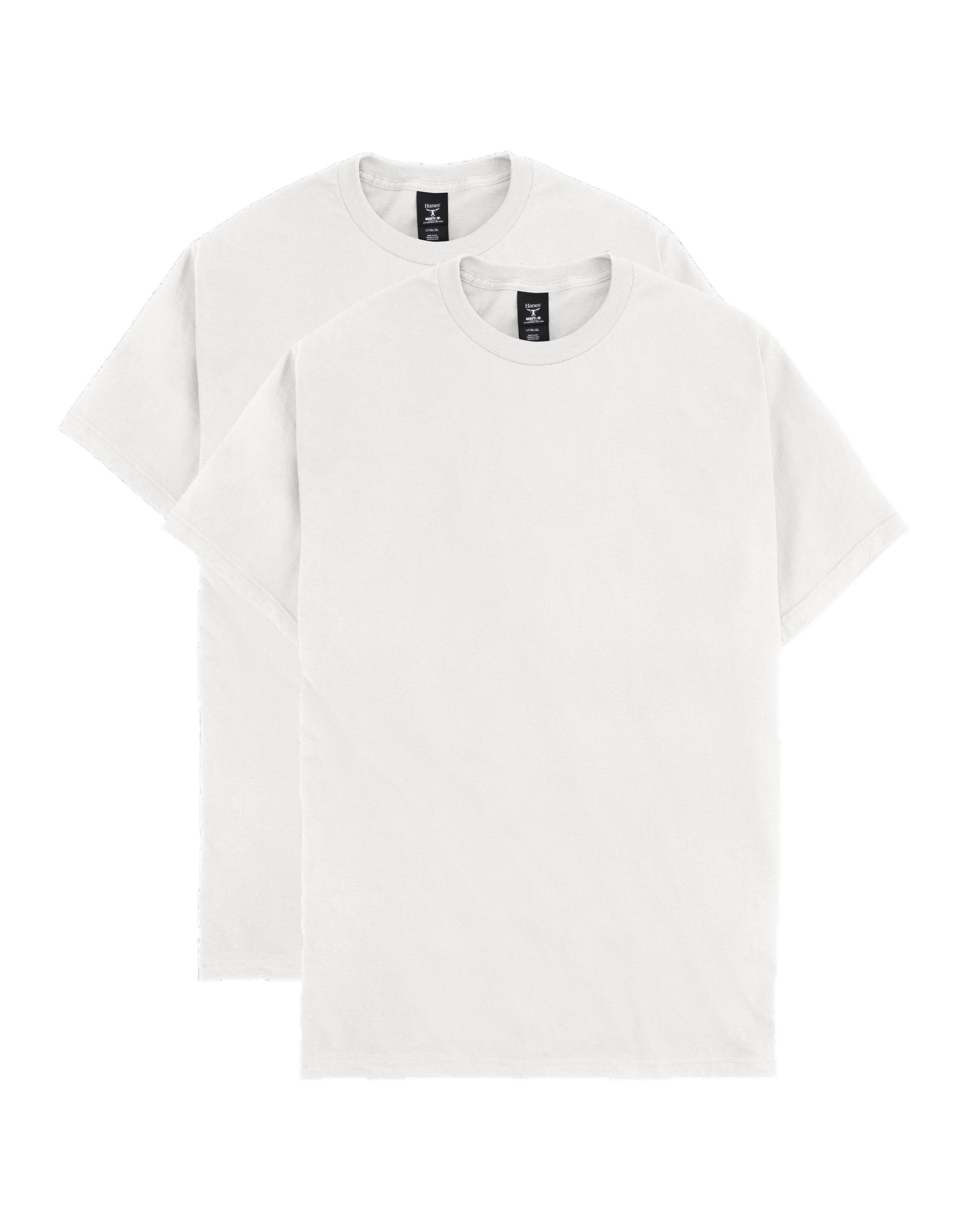 Hanes, Men's Heavyweight Cotton T-Shirt, Size LT, White 2-Pack ...