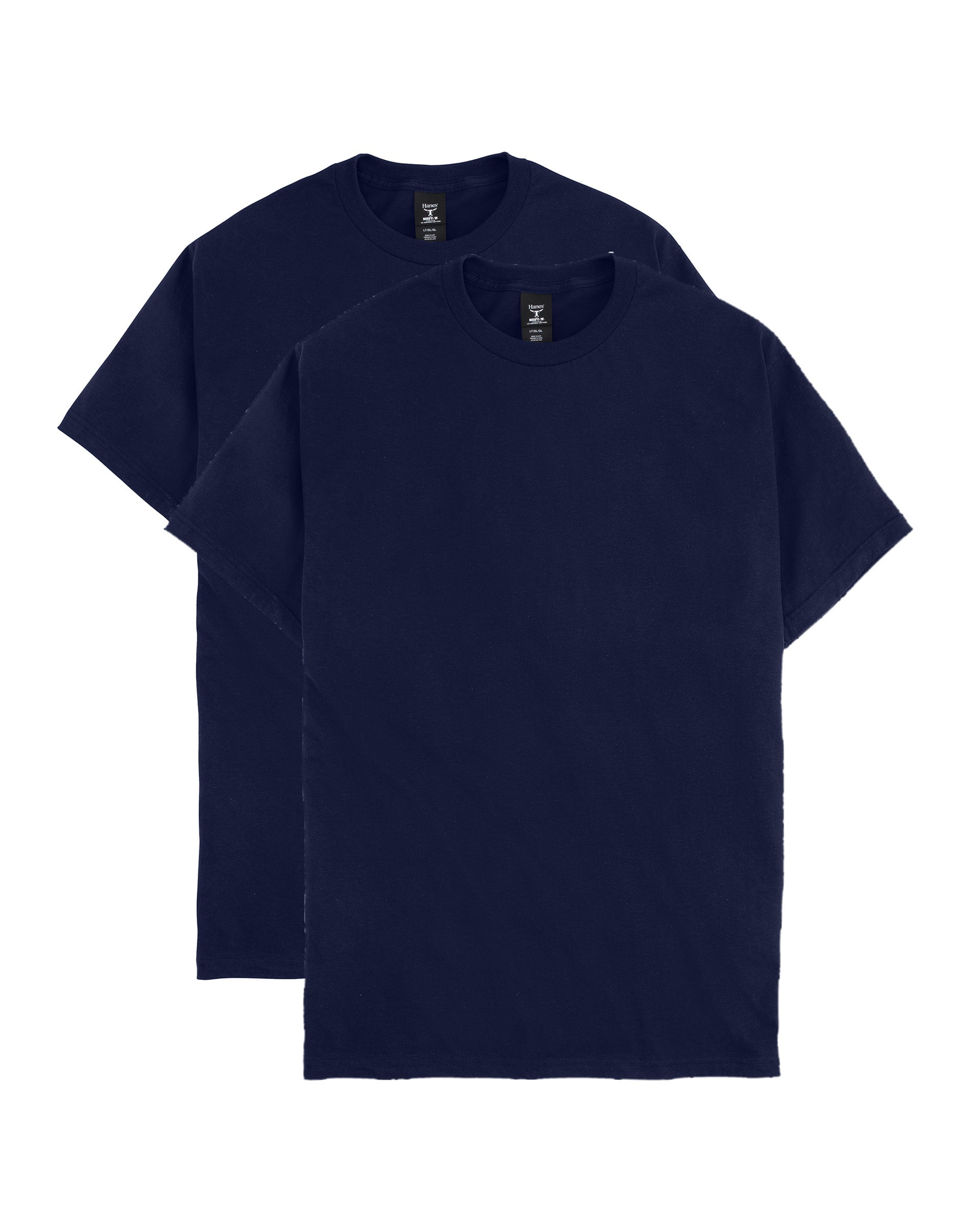 Hanes, Heavyweight Cotton T-Shirt, 4XT, Big & Tall Navy 2-Pack ...