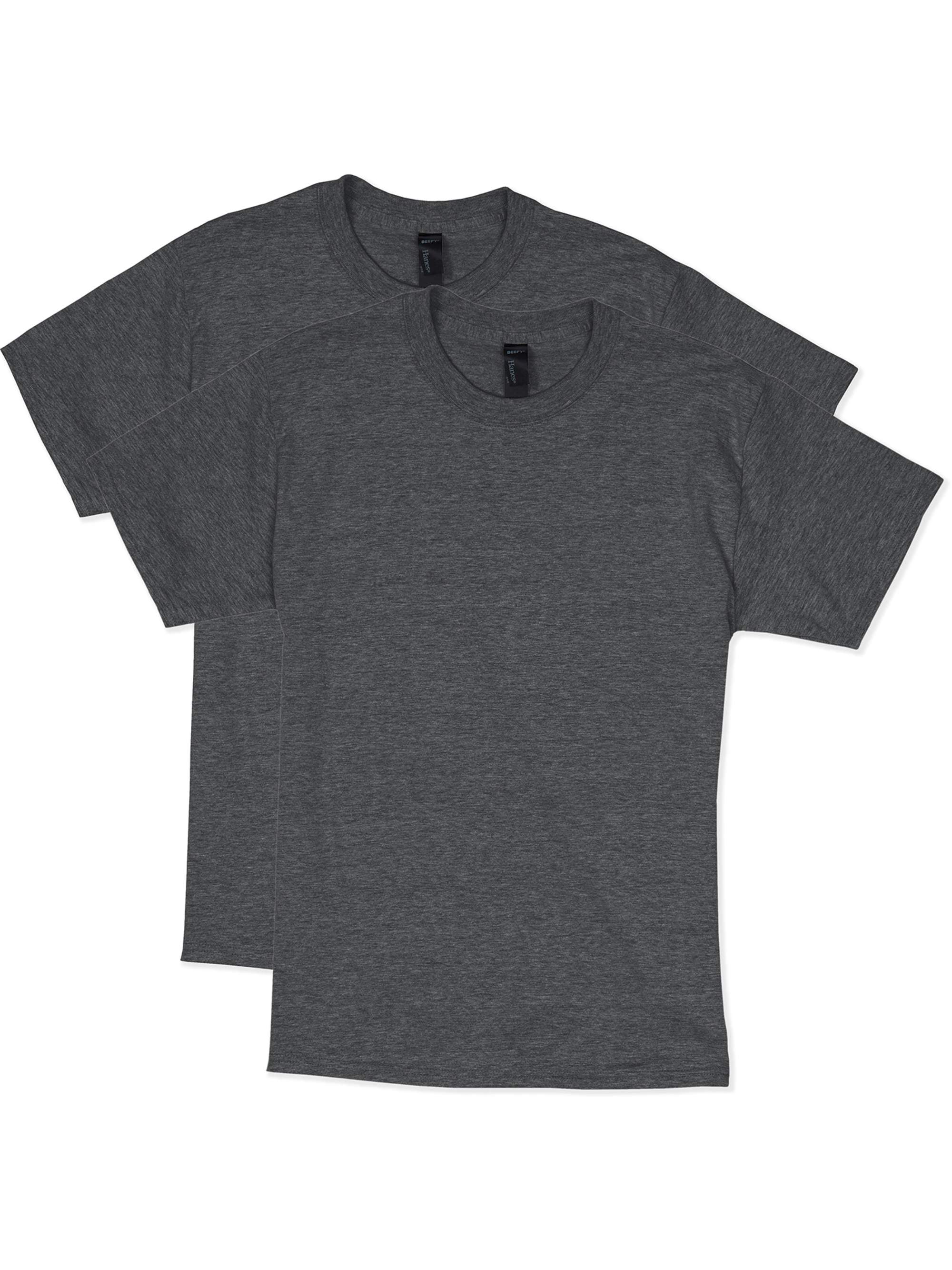 Hanes Men's and Big Men's Beefy Tee with Short Sleeves, 2-Pack, Sizes S ...