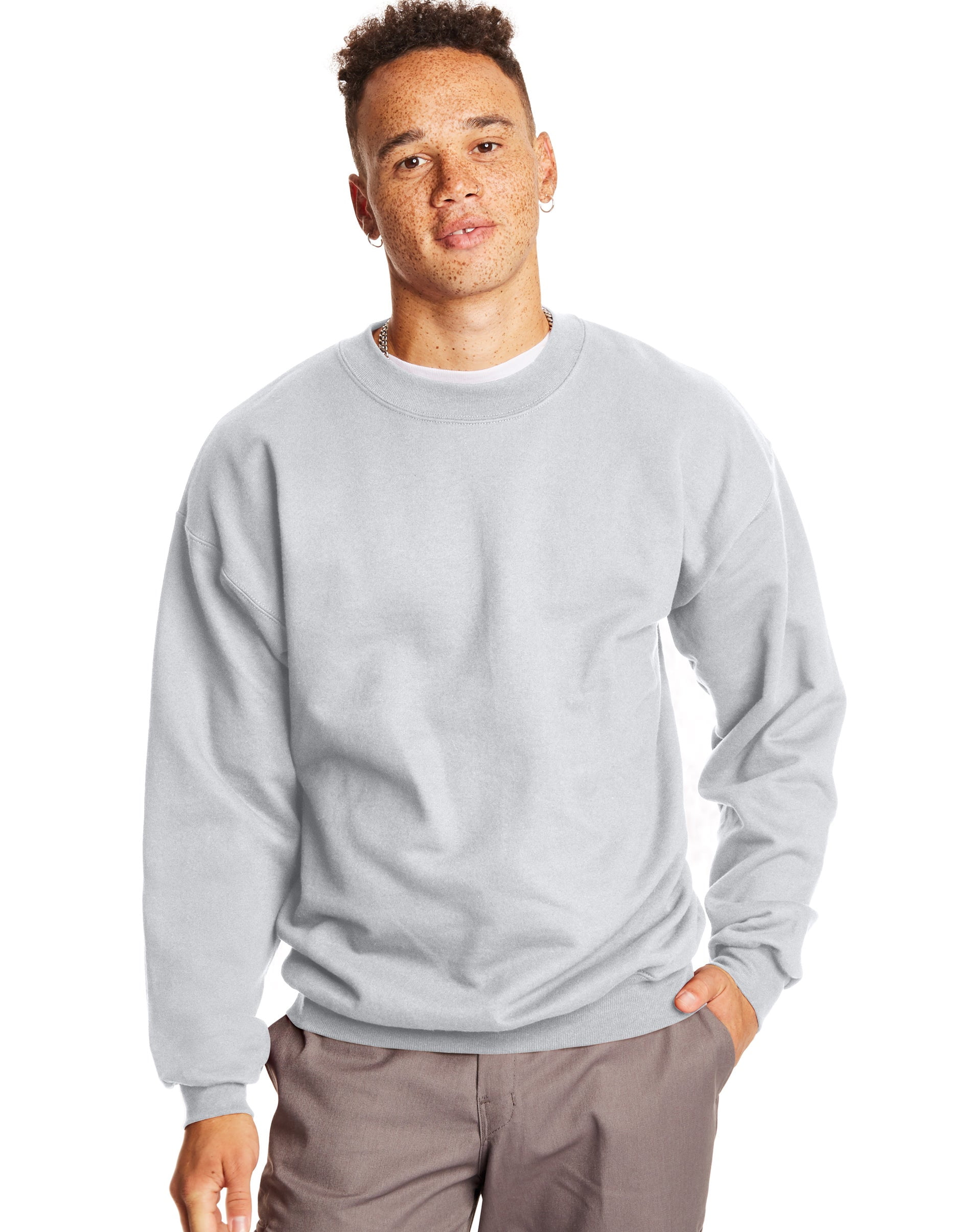 Hanes Men's Ultimate Cotton Heavyweight Crewneck Sweatshirt Light Steel ...