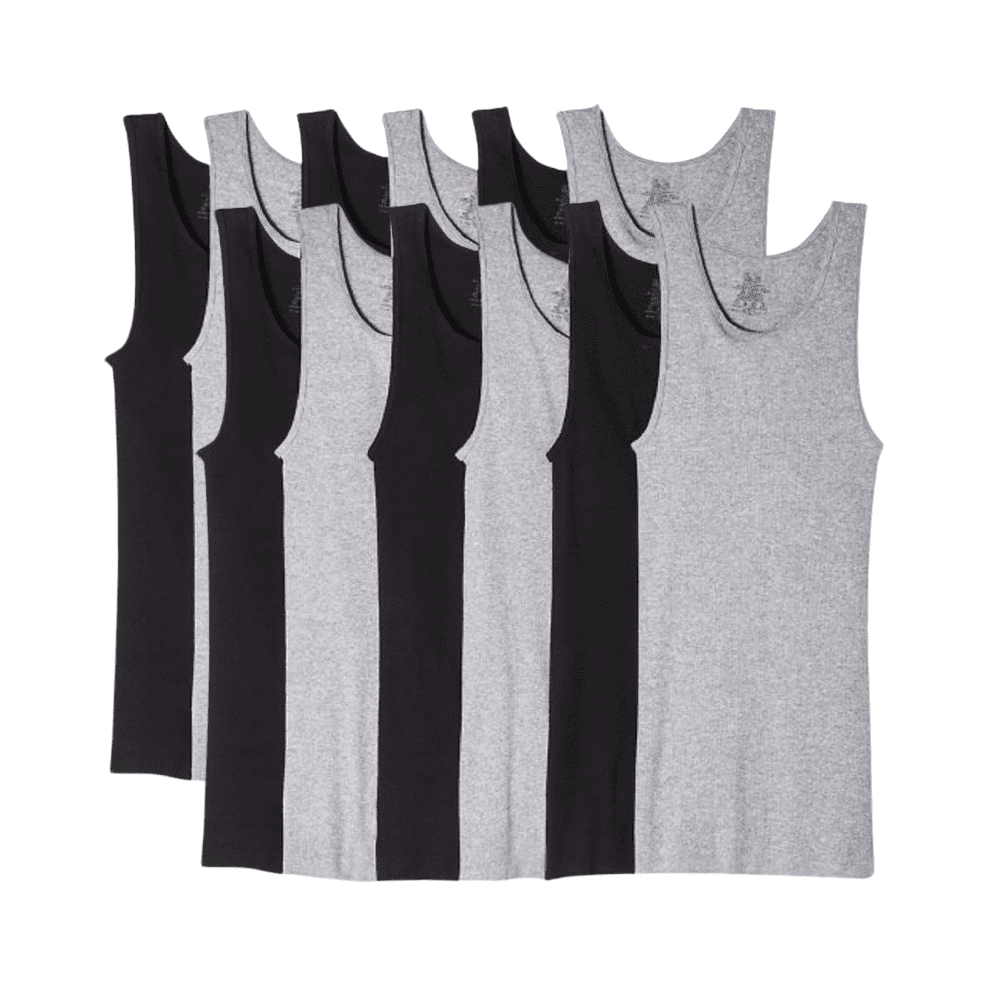 Hanes Mens 100% Cotton Tank Undershirts Pack, Moisture-wicking Ribbed ...