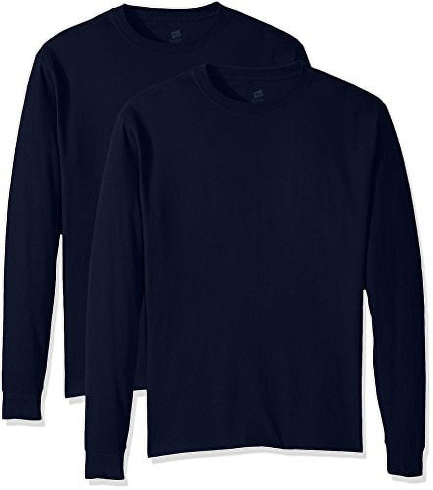 Hanes Men's Comfortsoft Heavyweight Long-Sleeve T-Shirt Pack of 2, Navy ...