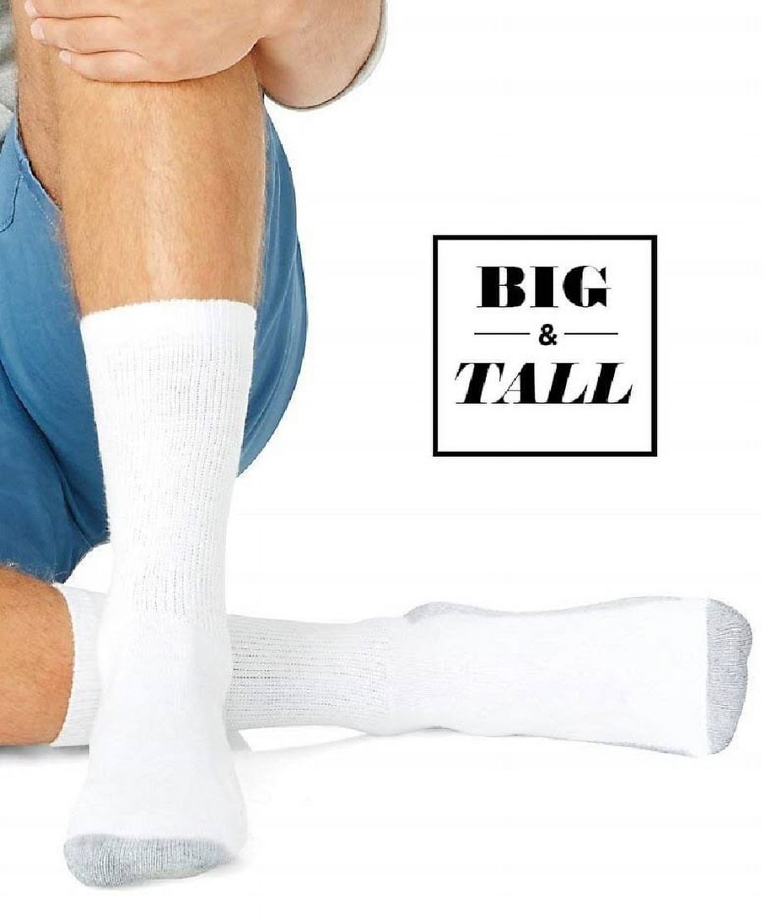 Hanes Mens Big & Tall - 12-Pack White FreshIQ Cushion Crew Socks (12-14 ...