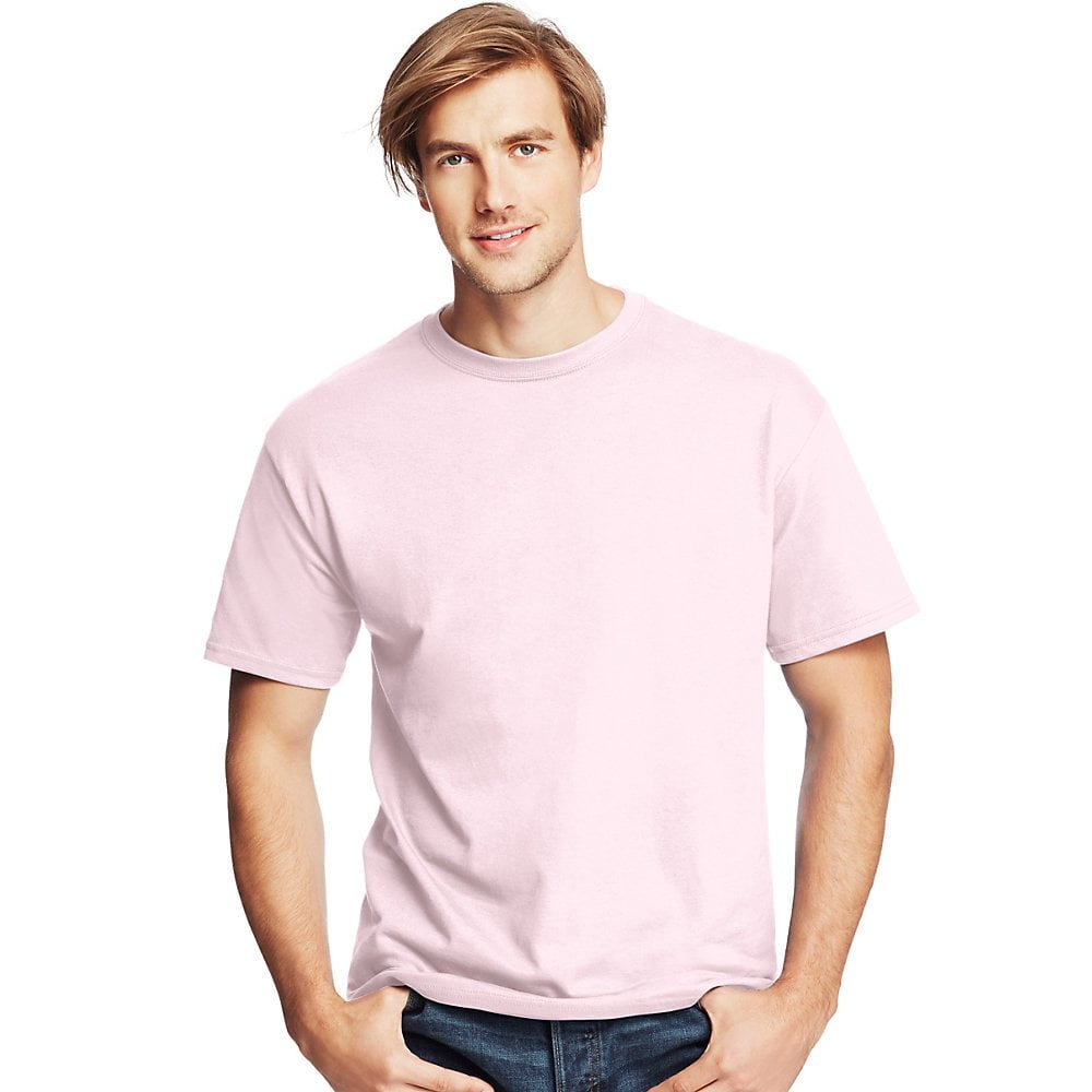 Hanes Mens ComfortSoft Heavyweight 100 Cotton T-Shirt, XL, Pale Pink ...