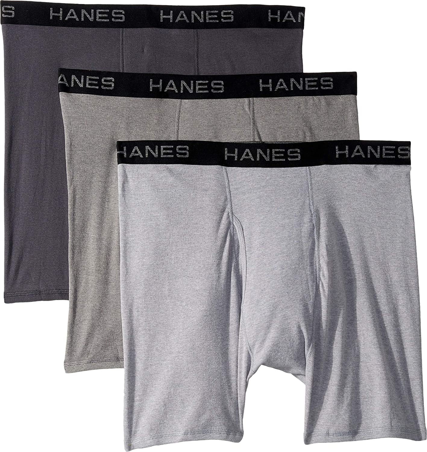 Hanes Mens Core Cotton Boxer Briefs Pack Medium Black/Grey - Walmart.com