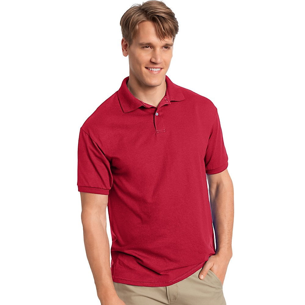 Hanes Mens Cotton-Blend Jersey Polo (Pack of 2) 2 Deep Red - Walmart.com