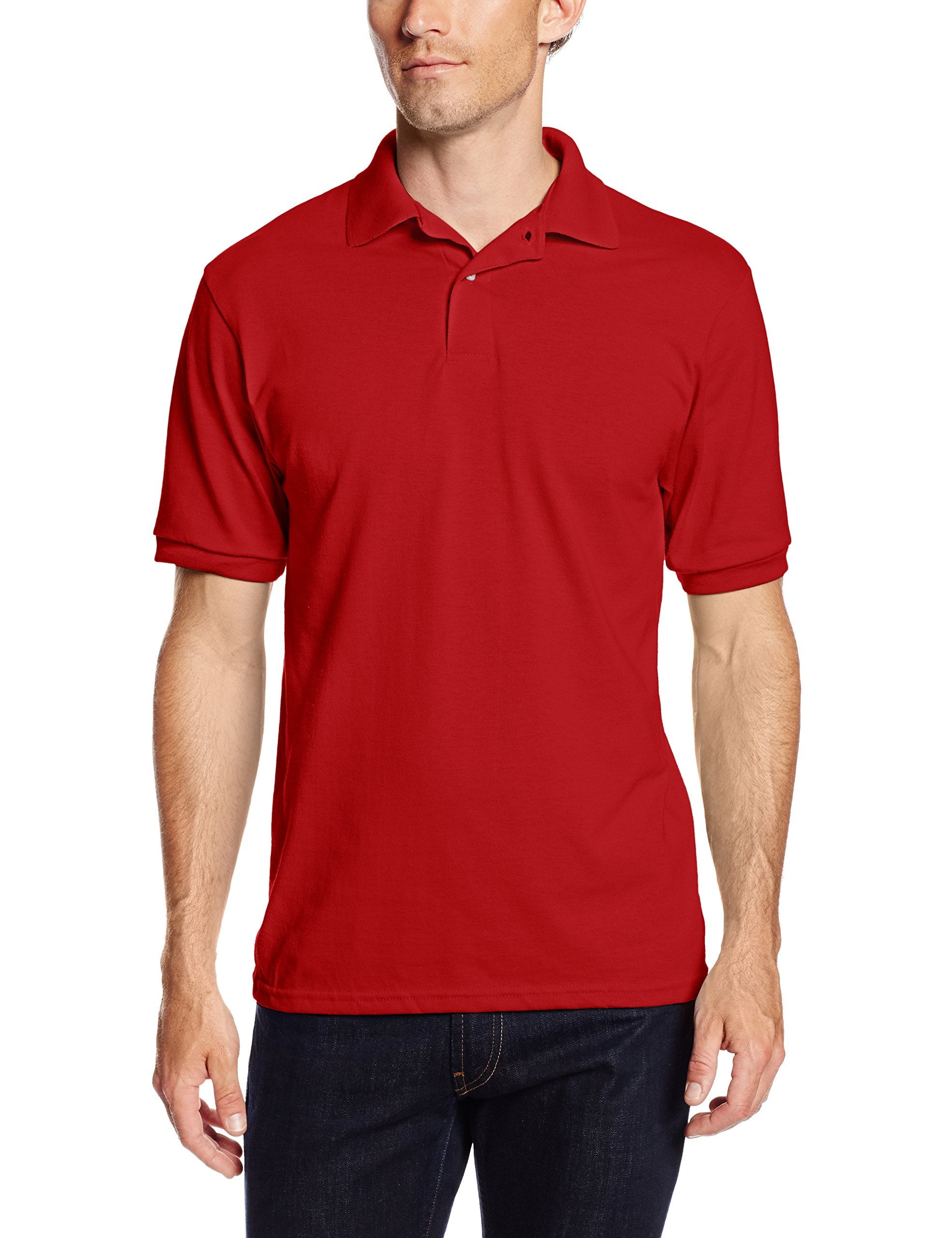 Hanes Mens Cotton-Blend Jersey Polo (Pack of 2) 2 Deep Red - Walmart.com