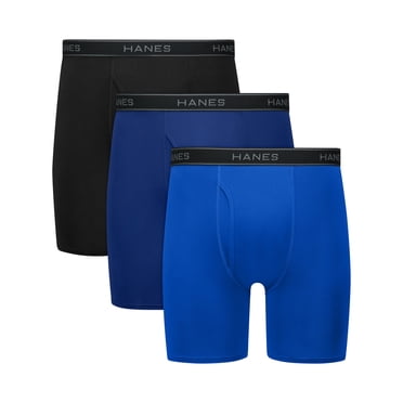 Hanes Mens Underwear Boxer Briefs 3-Pack - Core Cotton Stretch Boxer ...