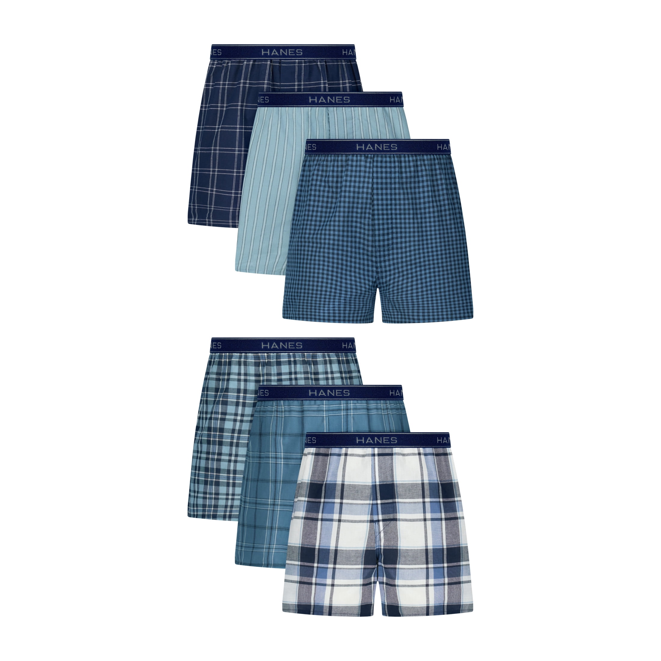 Hanes Mens Underwear Boxers, 6-Pack, Softer Woven Boxers for Men ...