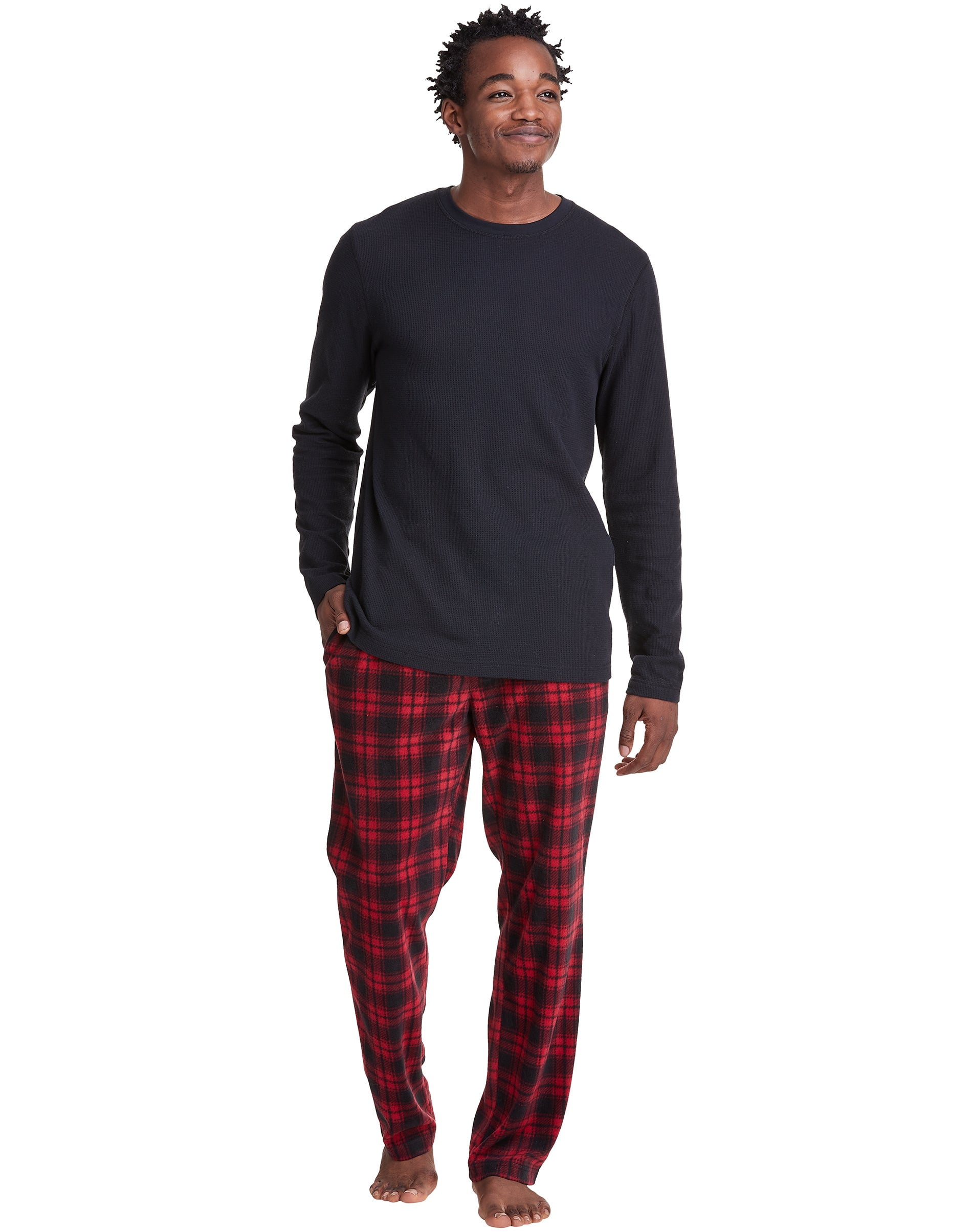 Hanes Mens X-Temp Waffle Knit Microfleece Sleep Set - Walmart.com