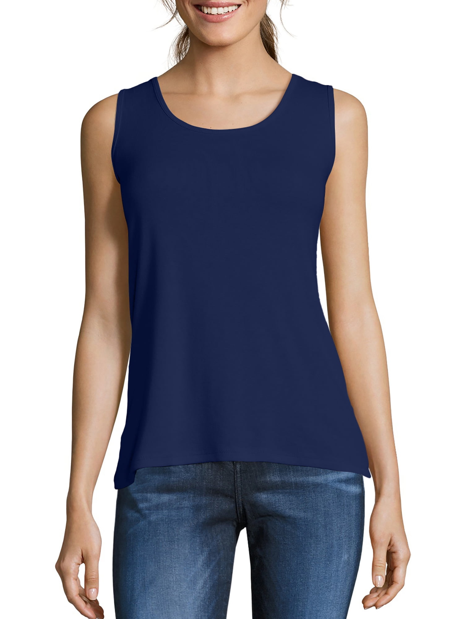 Hanes Mini-Ribbed Cotton Tank (O9341) Hanes Navy, S (Pack of 3 ...