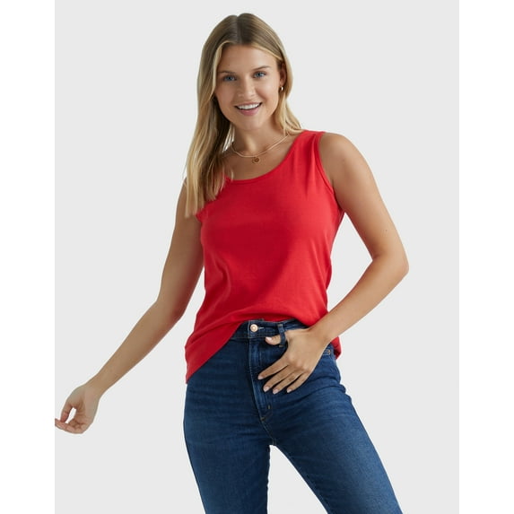 Hanes Women's Mini-Ribbed Cotton Tank Red Spark M - Walmart.com