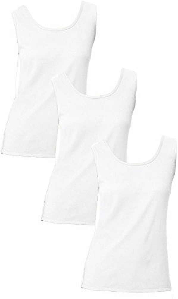 Hanes Women's Plain Mini-Ribbed Cotton Tank, Size L, White, Set of 3 ...
