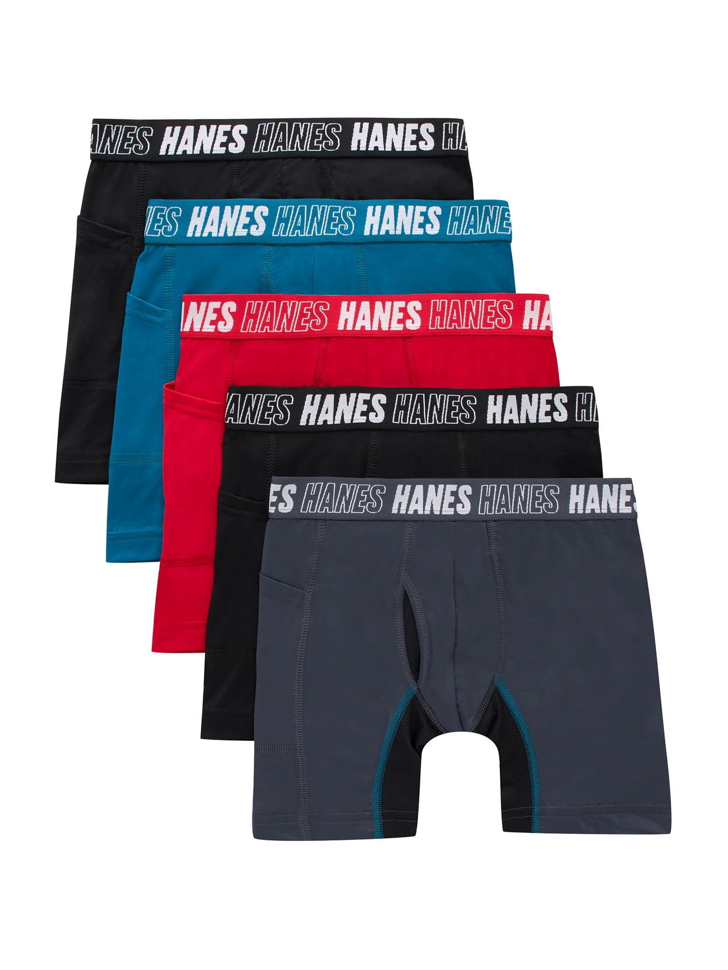 Hanes Moves Boys' Anti-Chafe Long Leg Boxer Brief Underwear, Assorted ...
