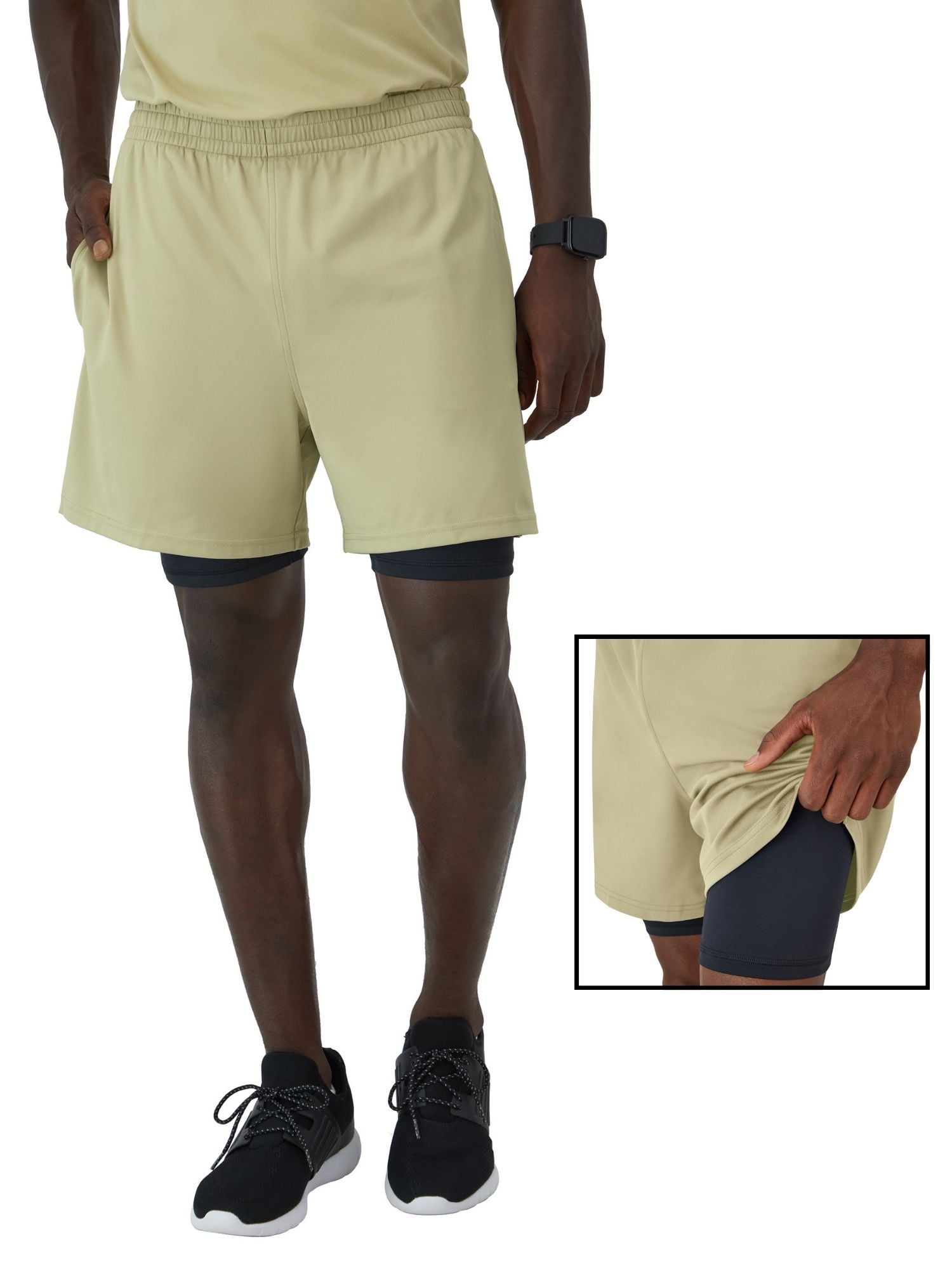 Hanes Moves Men's 2-in-1 Gym Shorts, 5" Inseam - Walmart.com