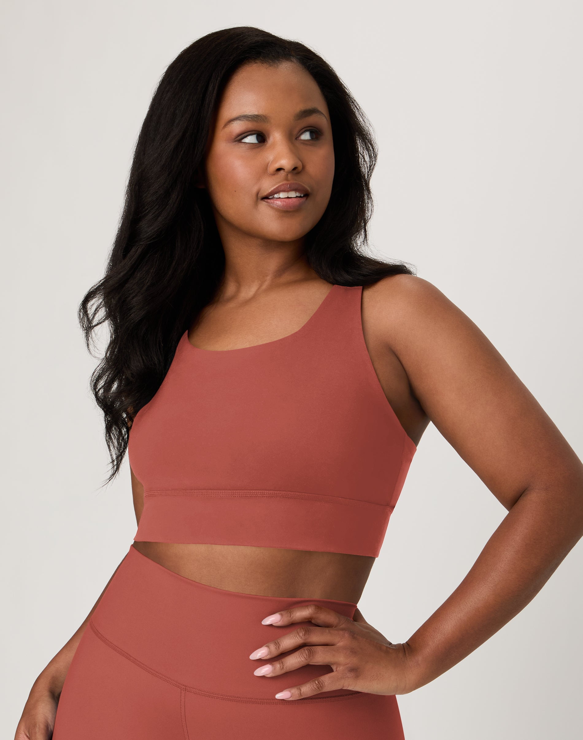 Hanes Moves Women's Crop Sports Bra, Racerback Coral Camelia M ...