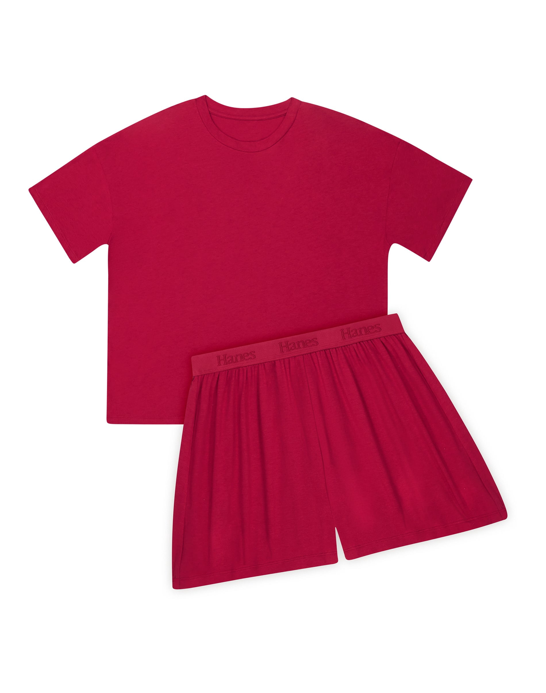 Hanes Comfywear Women's Pajama Set, Loungewear Top & Sleep Shorts Rosey ...