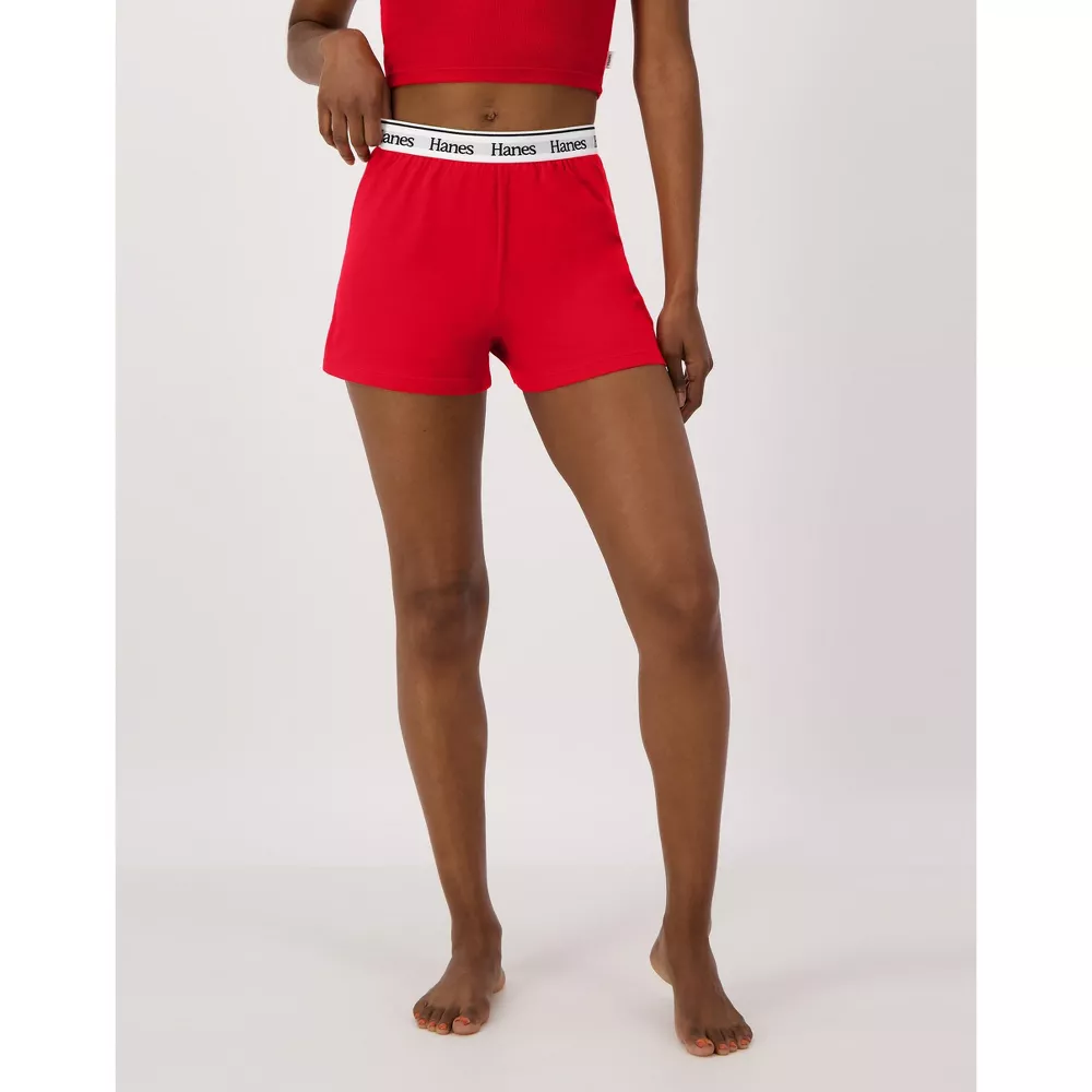 Hanes Originals Comfywear Women's Sleep Shorts Color-Shelton Red, Size ...