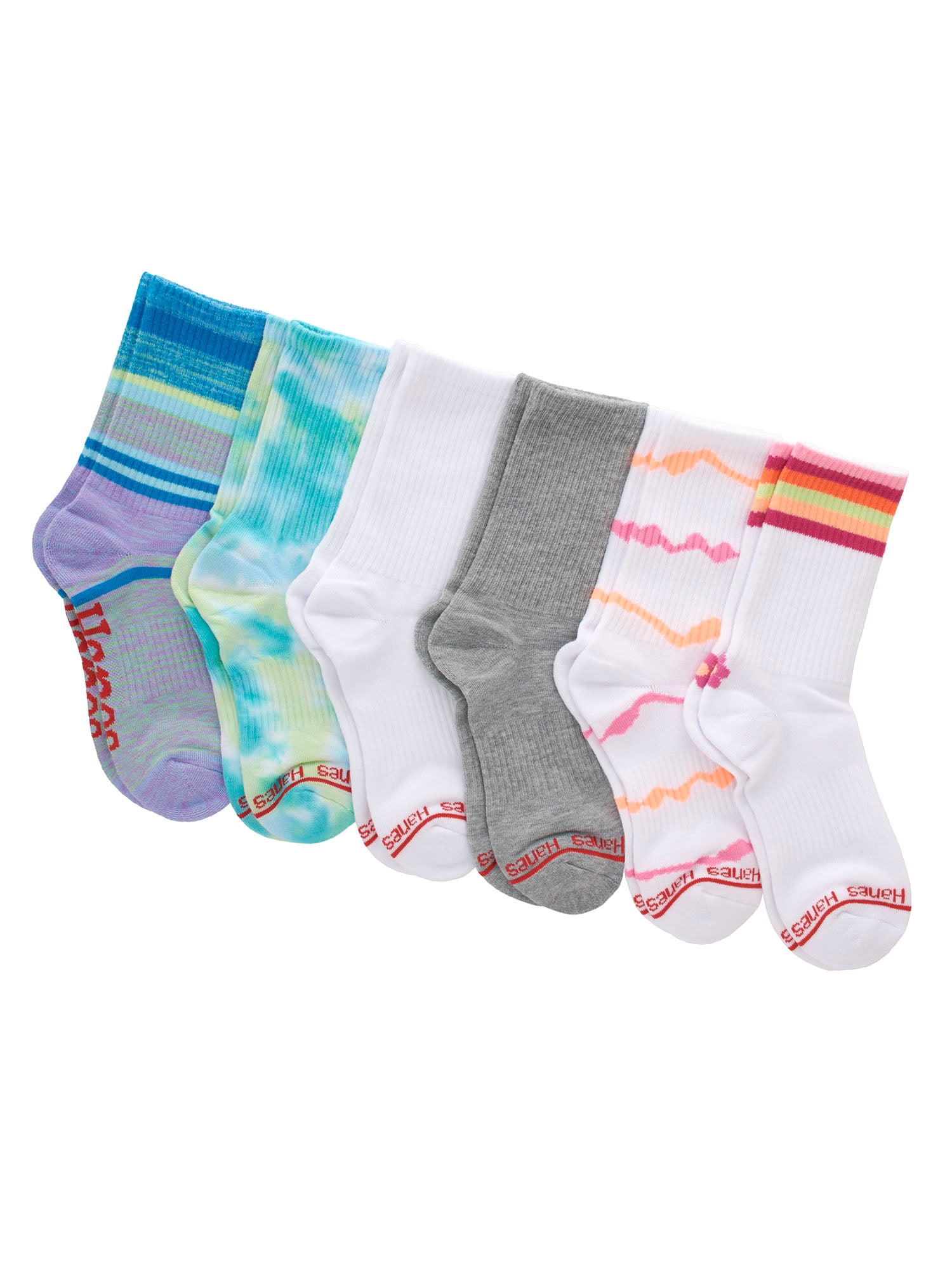 Hanes Originals Girls' Crew Socks, 6-Pack, Sizes S-L - Walmart.com