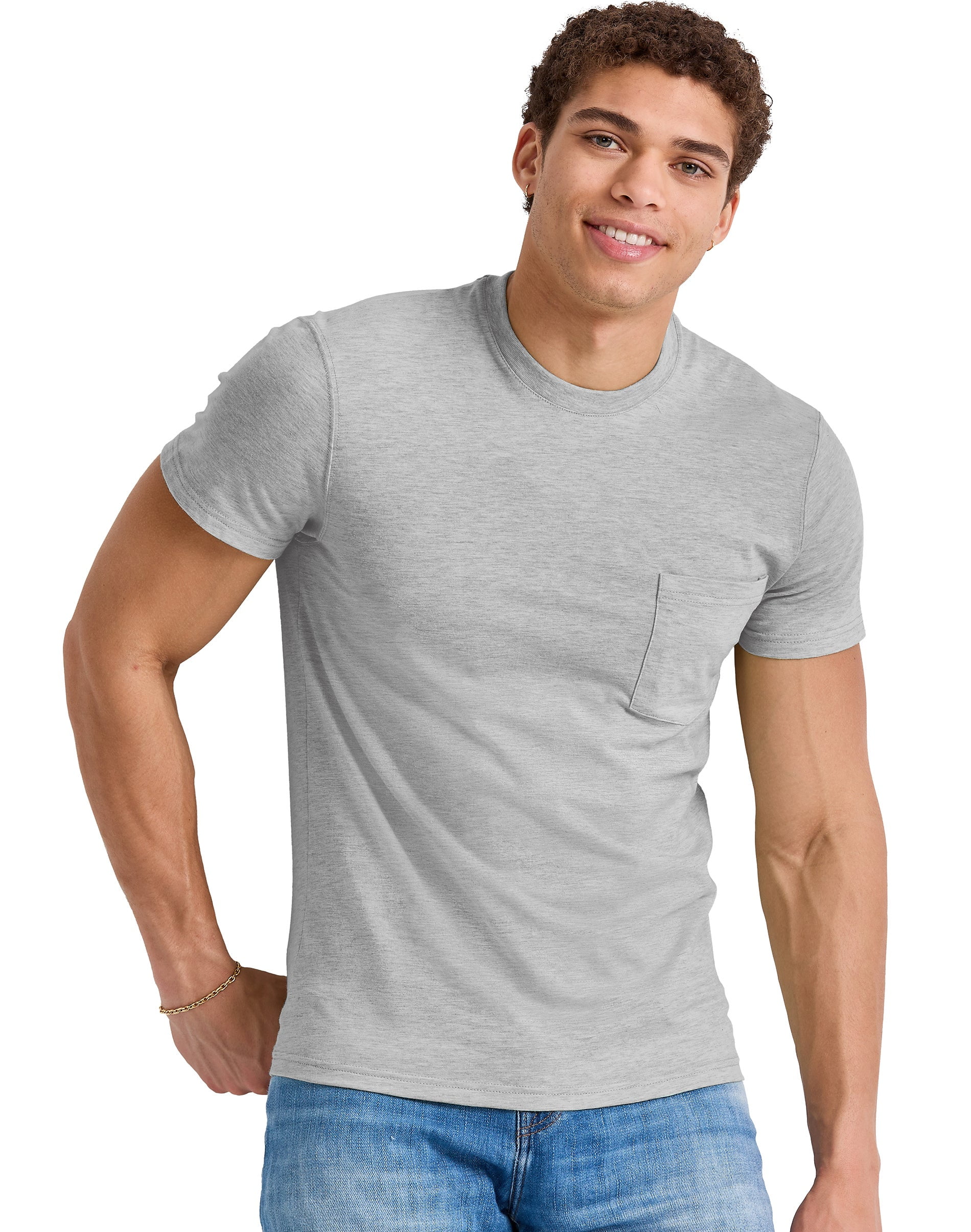 Hanes Originals Men's Lightweight Cotton T-Shirt with Pocket, Crewneck ...