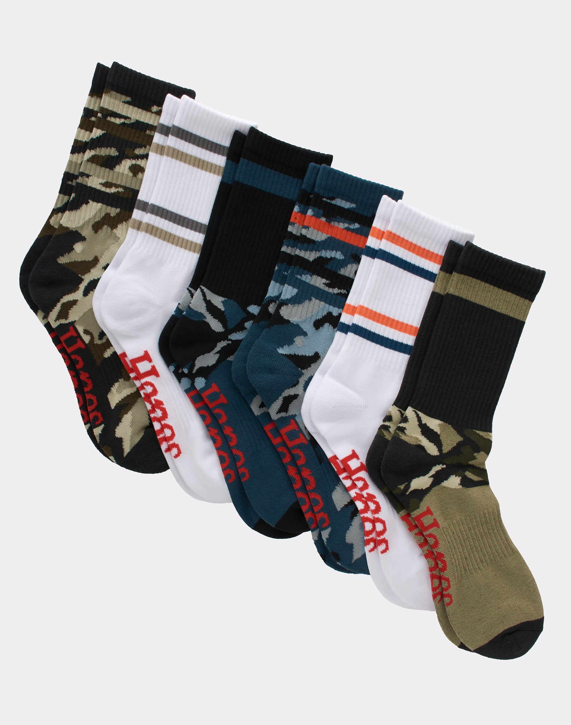 Hanes Men's Crew Socks, Moisture Wicking, Breathable, Cushion, 6-Pairs ...