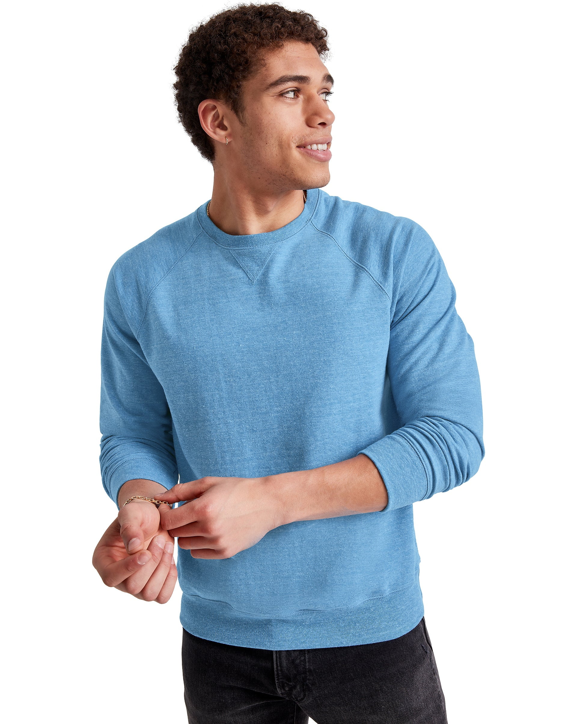 Hanes Men's Originals French Terry Tri-Blend Crewneck Sweatshirt, Sizes ...