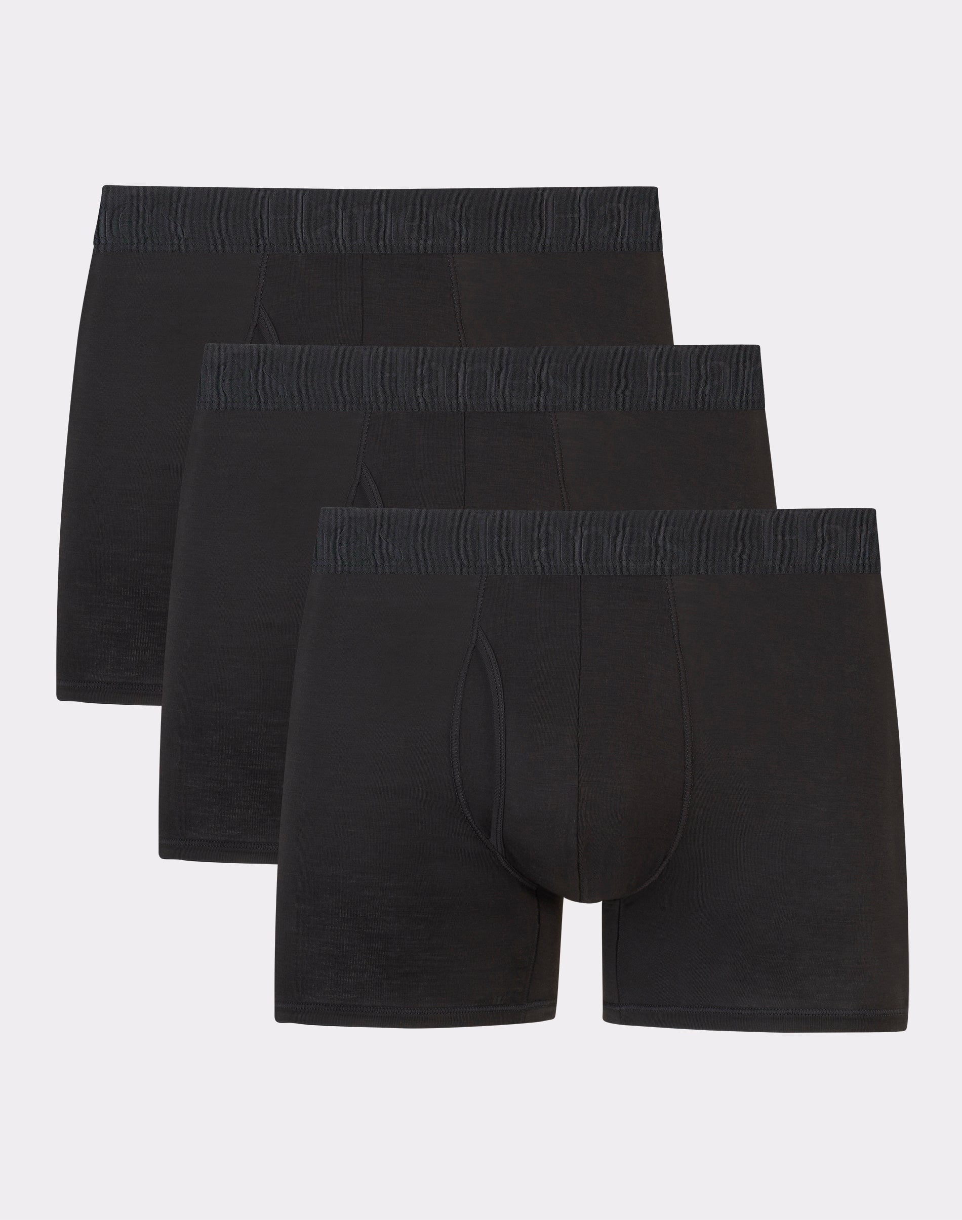 Hanes Originals Ultimate Men's SuperSoft Trunk Underwear, Black, 3-Pack ...