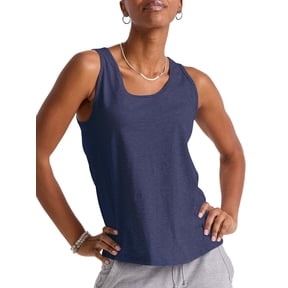 Hanes Women's Mini-Ribbed Cotton Tank, S, Black, Made of soft cotton ...