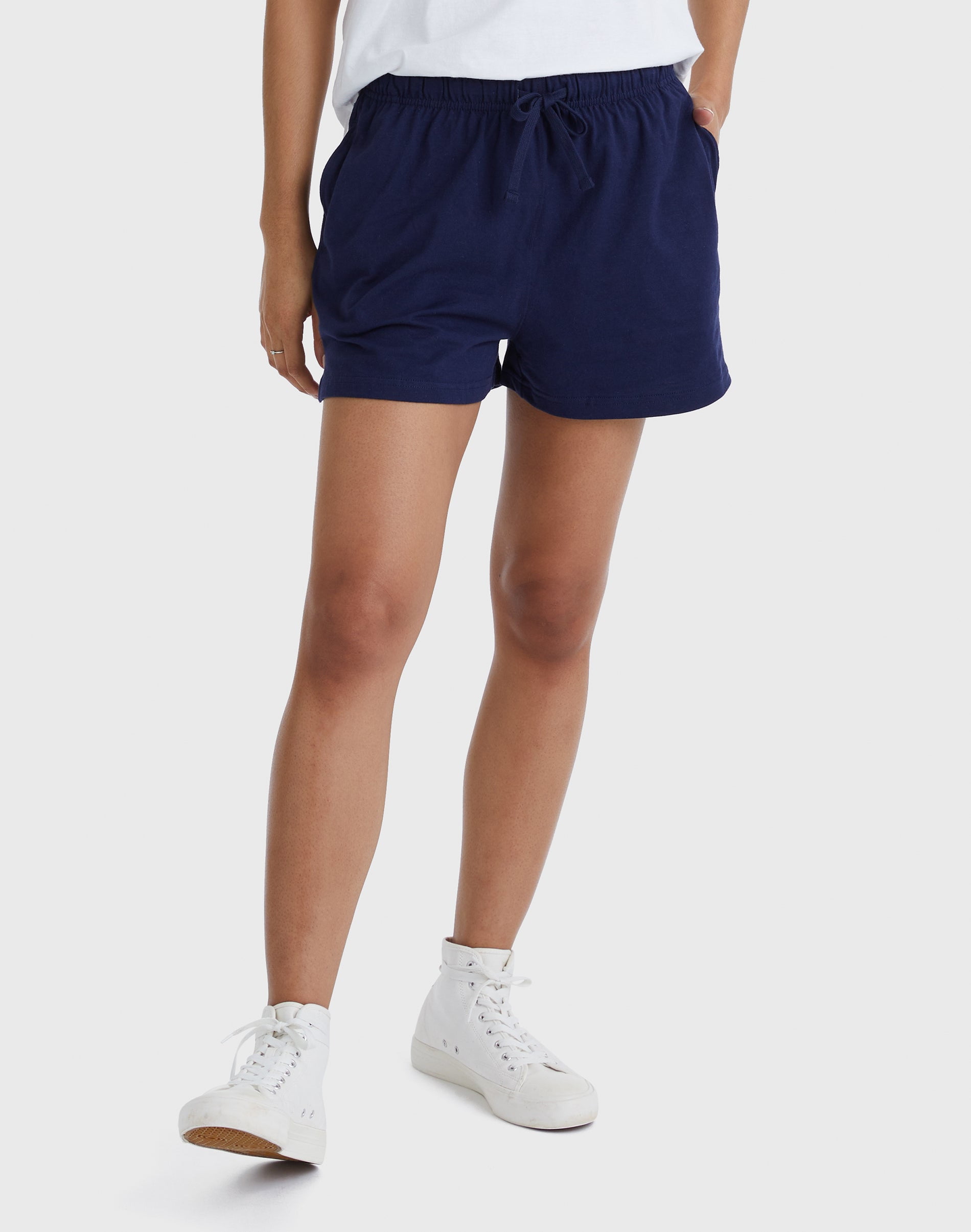 Hanes Originals Women's Cotton Jersey Shorts, 2.5" Athletic Navy M ...