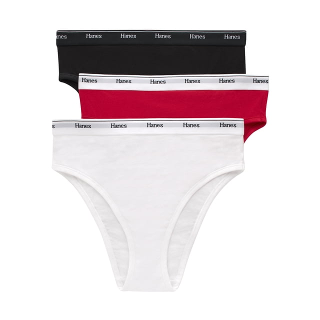 Hanes Originals Women's Cotton Stretch Hi-Leg Underwear, 3-Pack ...
