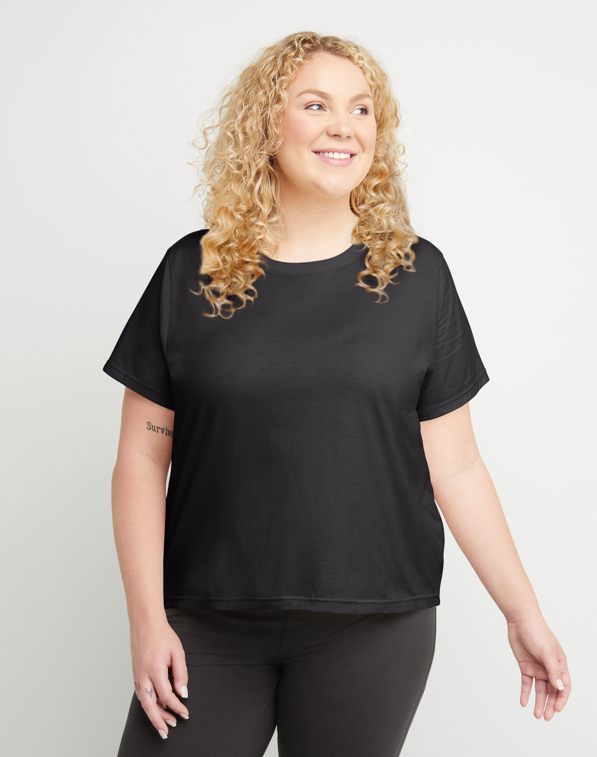 Hanes Plus Size Women's T-Shirt Tee Crewneck Short Sleeve Originals ...