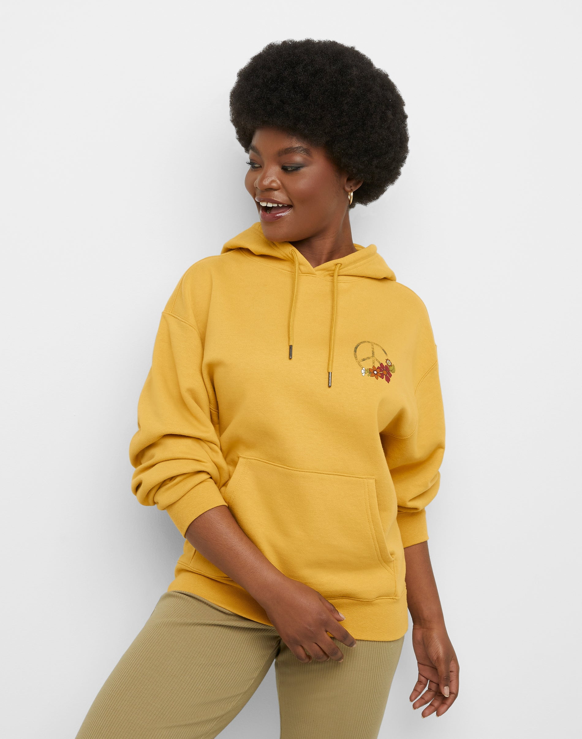 Hanes Originals Women's Fleece Hoodie, Stay Groovy Bold Hytop Gold 2XL ...