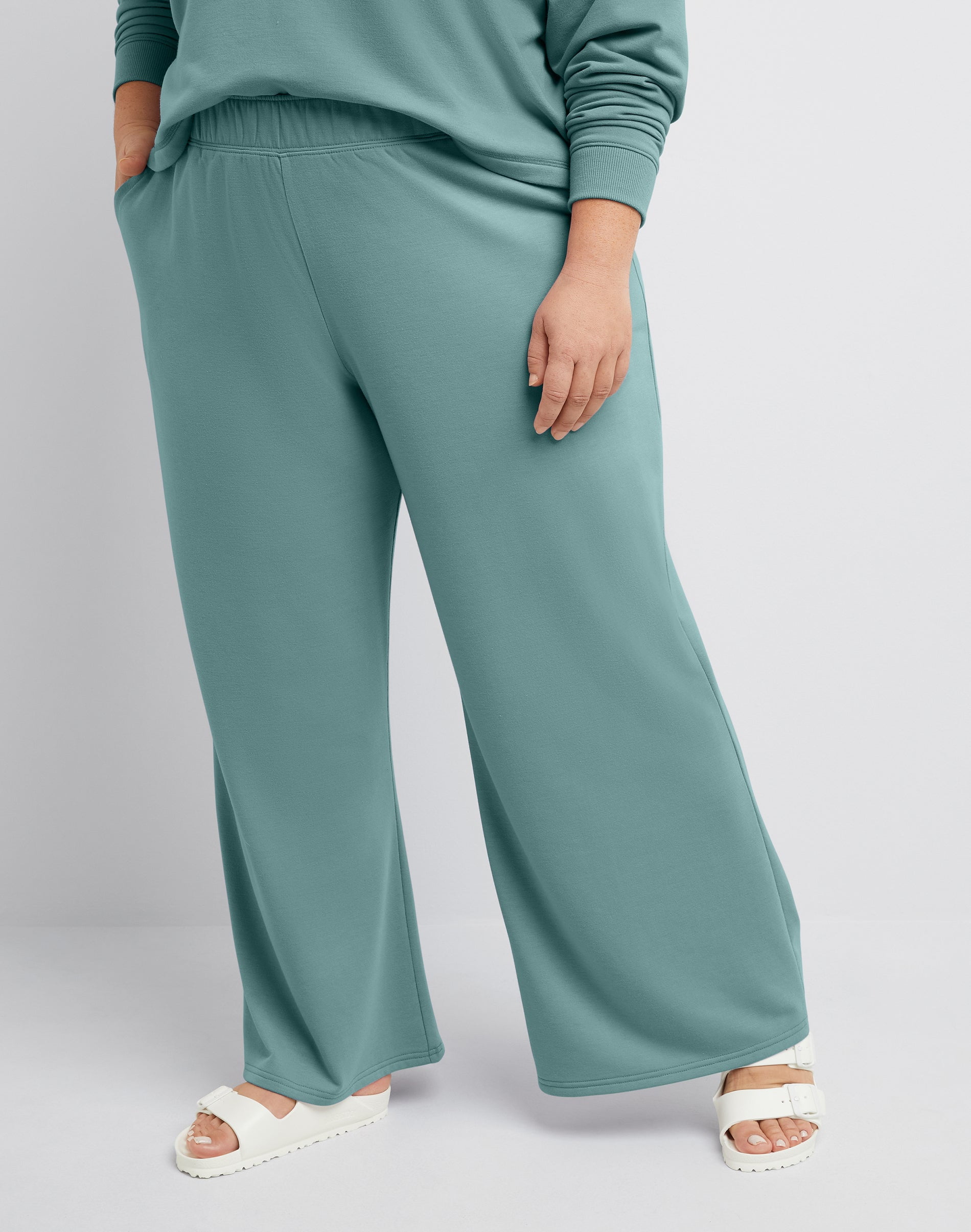 Hanes Originals Women's Fleece Palazzo Pants, 28.5" (Plus Size) Salt ...