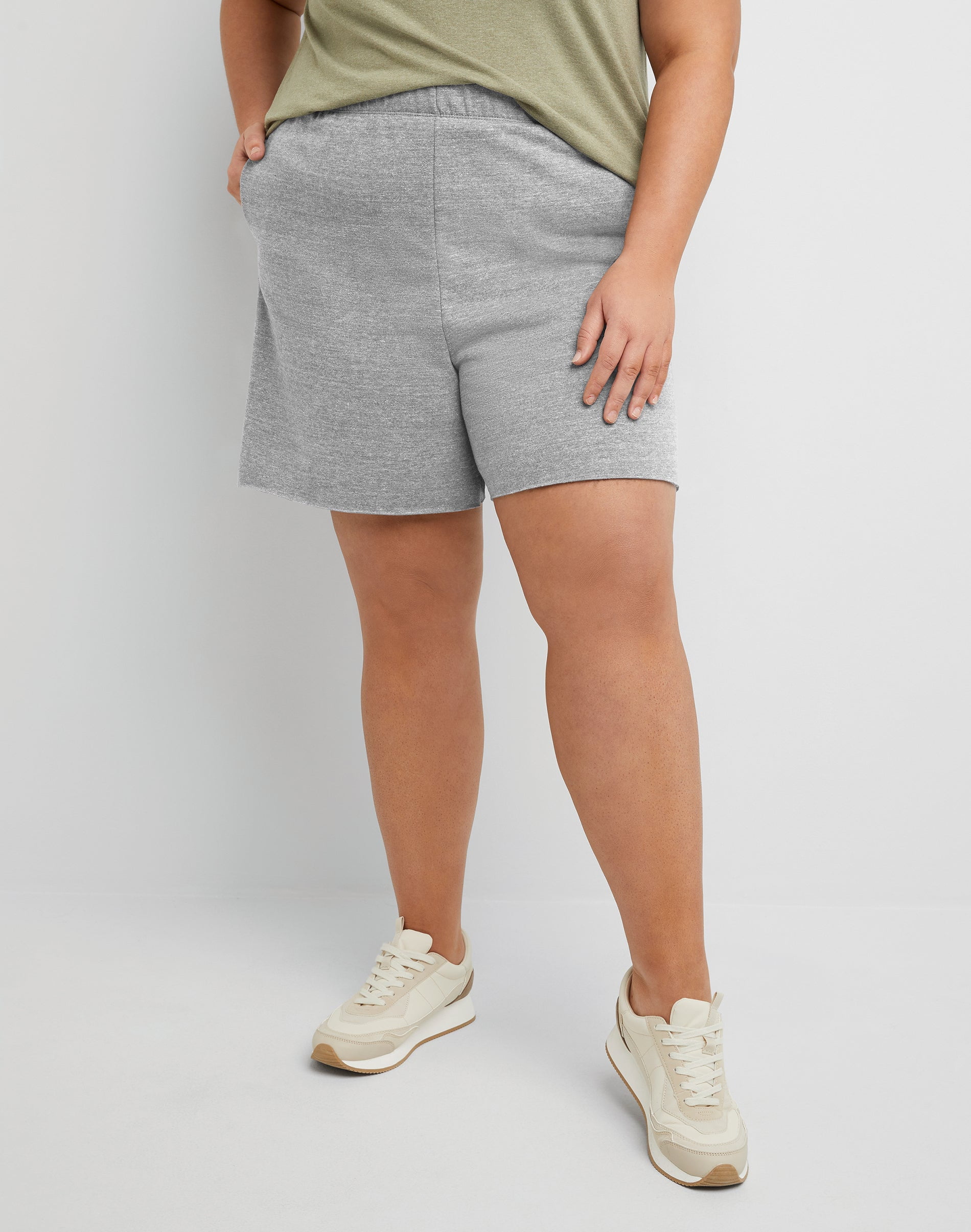 Hanes Originals Women's French Terry Shorts, 5" (Plus Size) Concrete Pe ...