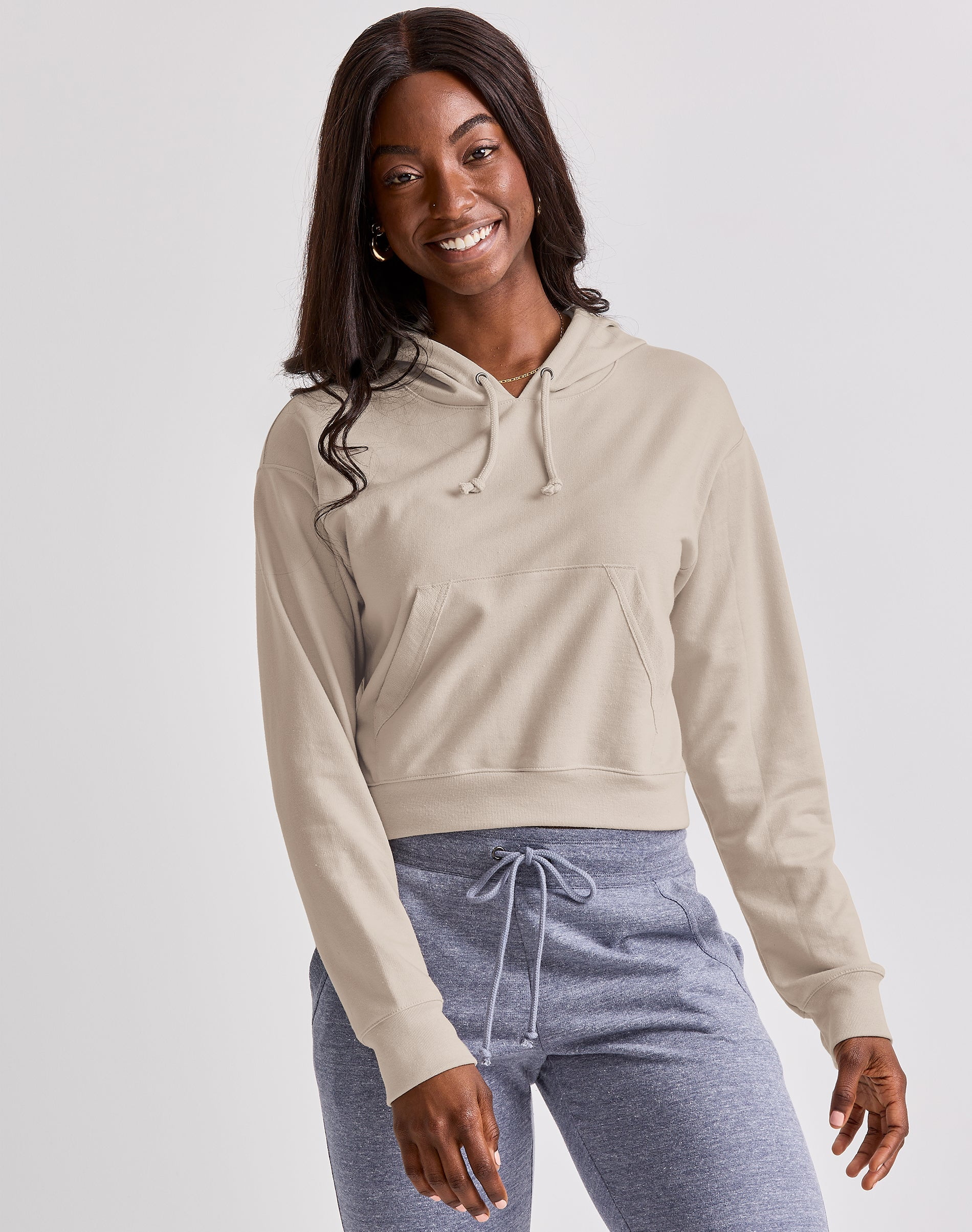 Hanes Originals Women's Hoodie French Terry Cropped Sweatshirt Hooded ...