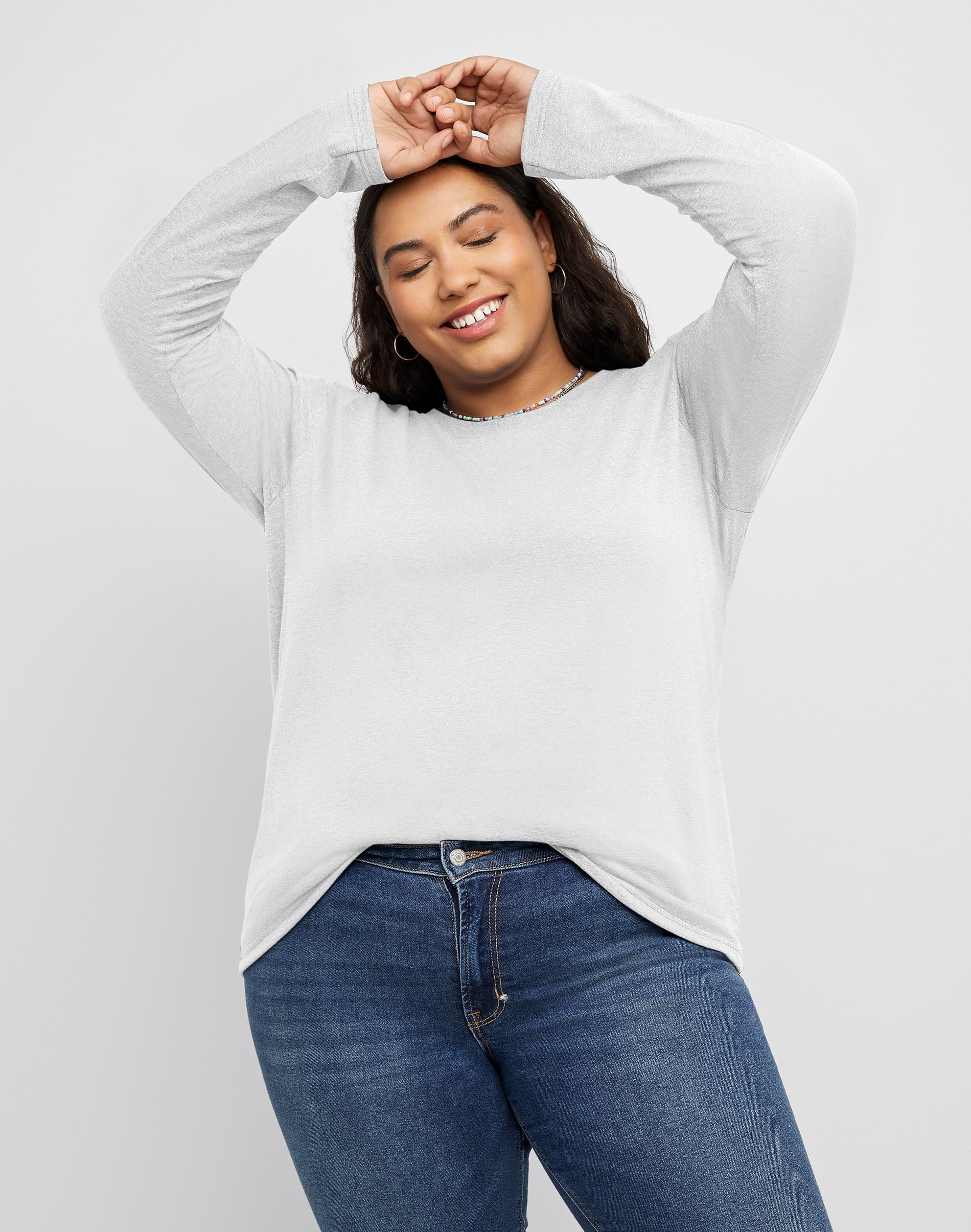 Hanes Originals Women's Long-Sleeve T-Shirt, Relaxed Fit (Plus Size ...