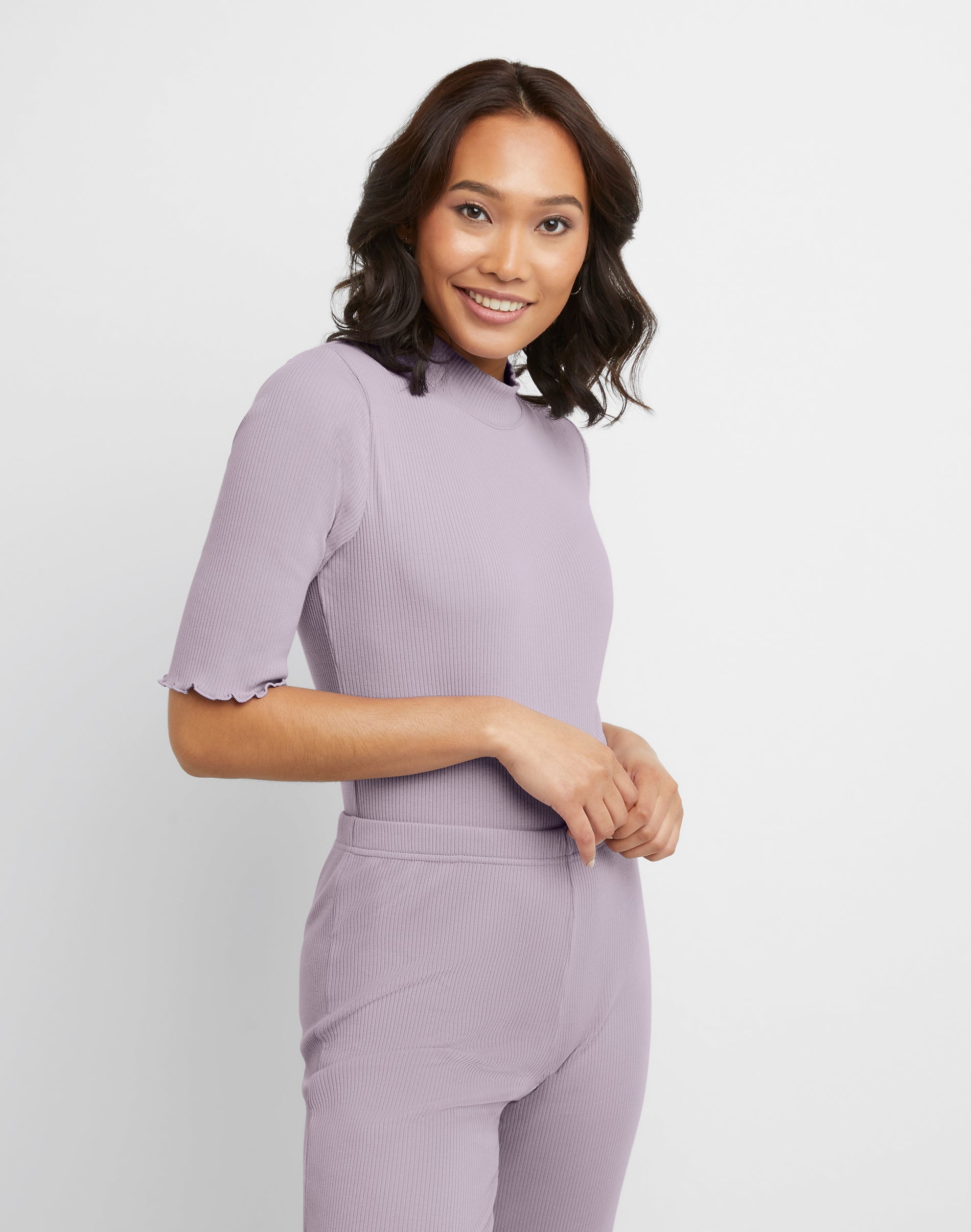 Hanes Originals Women's Mockneck Rib Bodysuit Muted Iris XS - Walmart.com