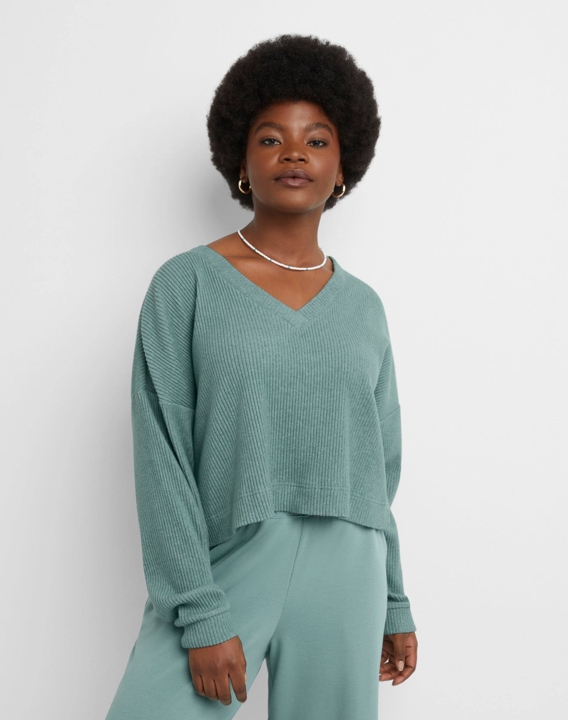 Hanes Originals Women's Ottoman Crop Top Salt Pool Green L - Walmart ...