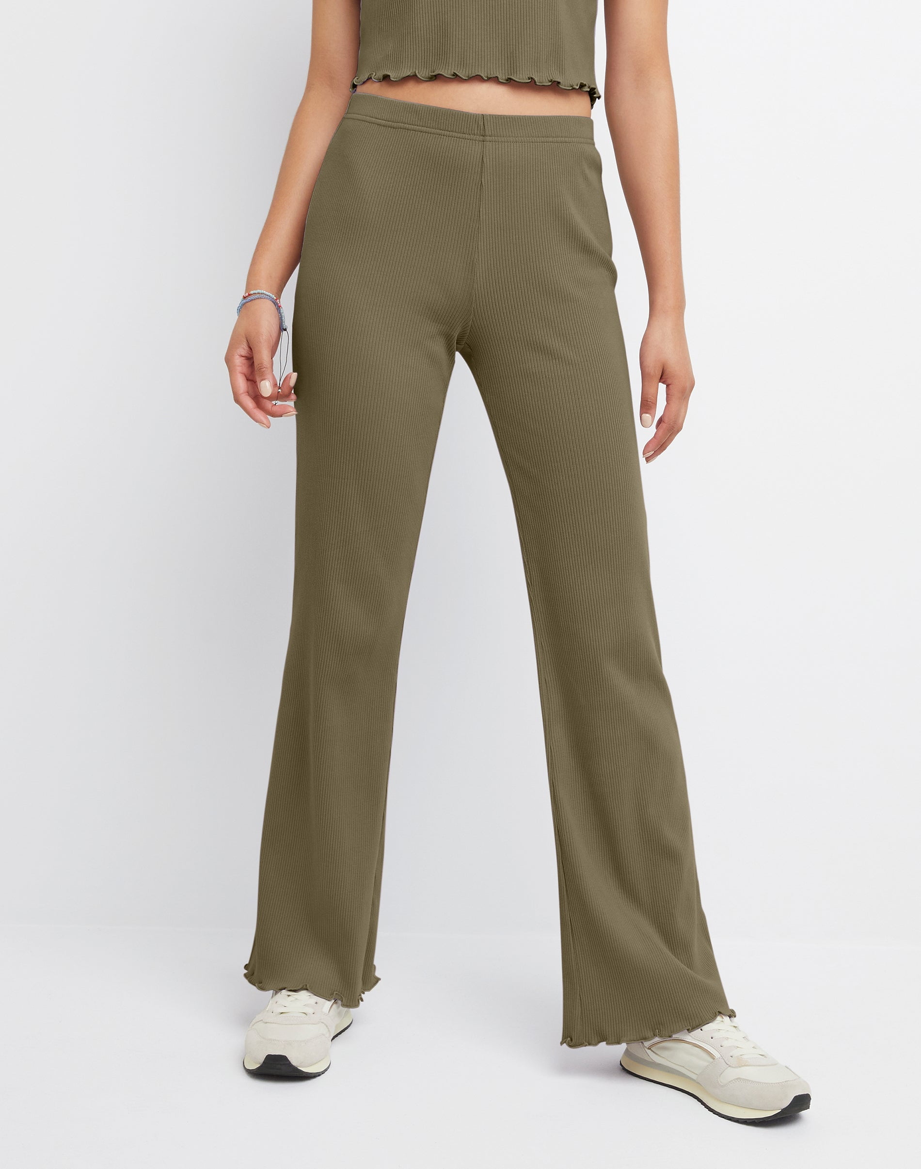Hanes Originals Women's Rib Flare Pants, 28" Oregano L - Walmart.com