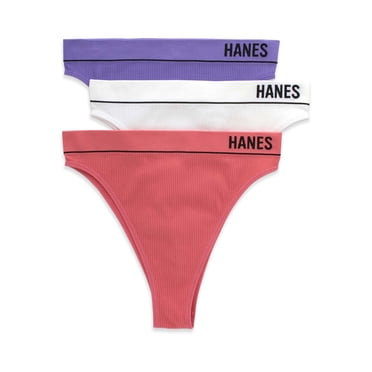 Hanes Originals Women's Seamless Rib Hi-Leg Bikini Underwear, 3-Pack ...